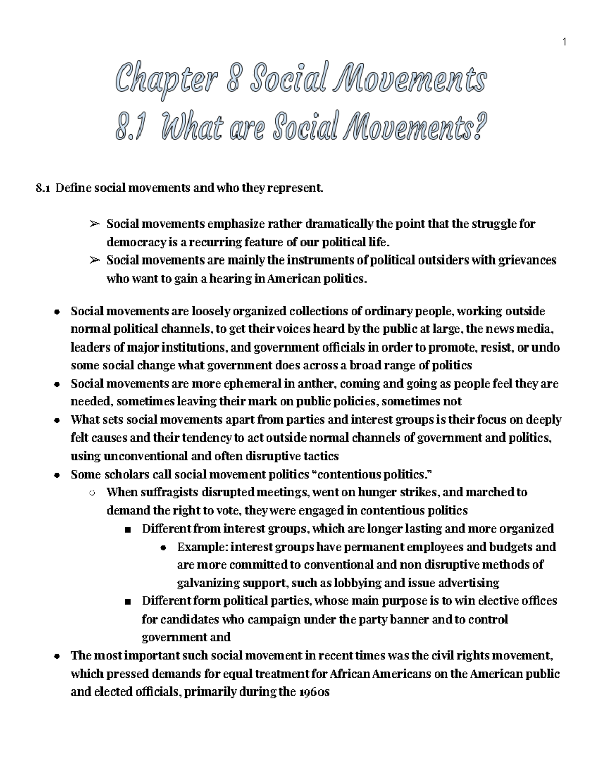 8.1 What are Social Movements (Chapter 8) - 8 Define social movements ...