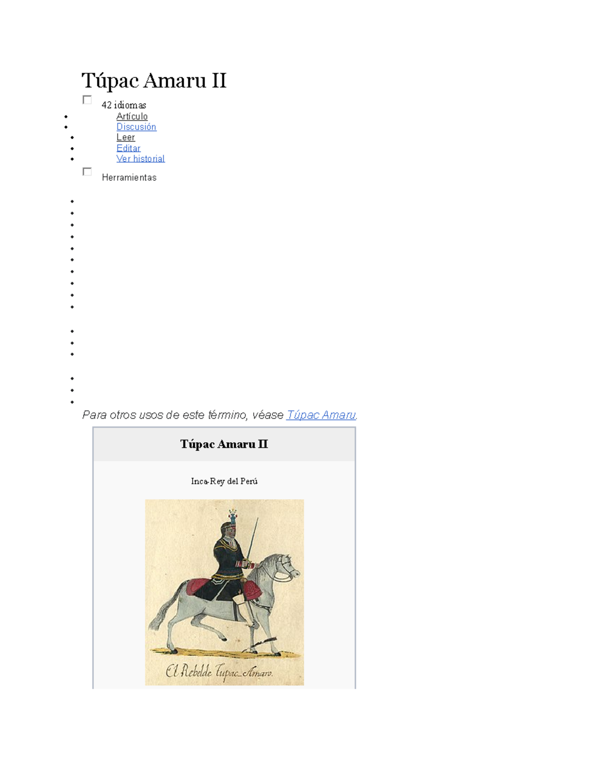Túpac Amaru II - aaa - Túpac Amaru II 42 idiomas Artículo Discusión ...