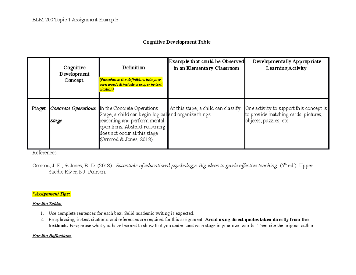 Topic 1 Assignment Sample - ELM 200 Topic 1 Assignment Example ...