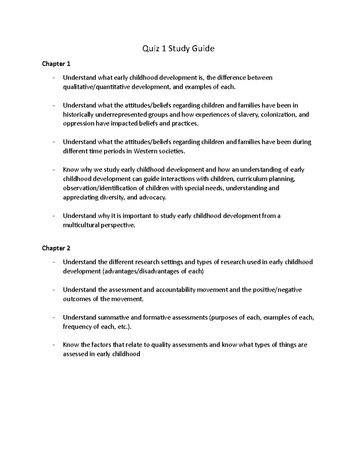 Quiz 1 Study Guide - Ch 1 & 2 - Quiz 1 Study Guide Chapter 1 Understand ...
