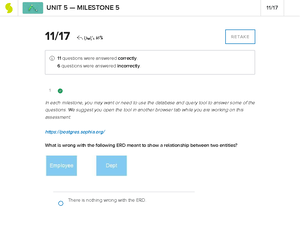 Sophia Database Final Milestone - MILESTONE Score 20/ You passed this Milestone 20 questions ...