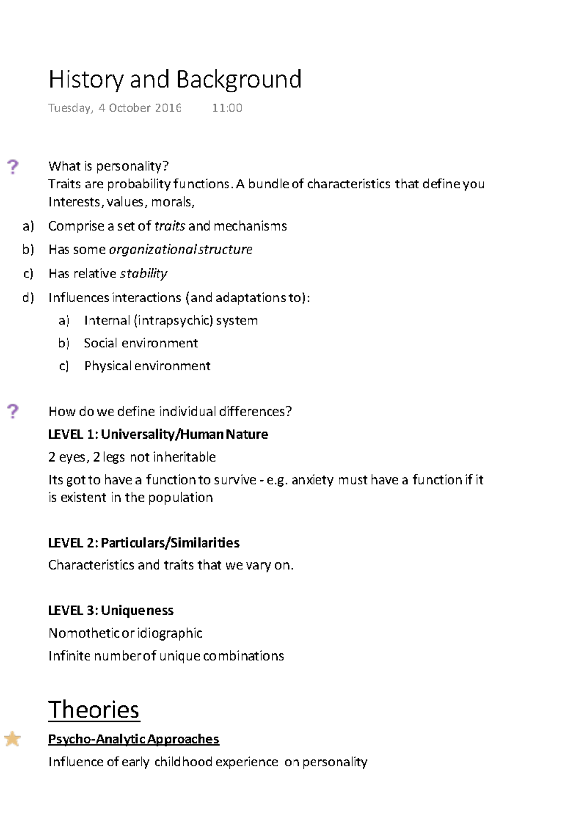 History and Background - A bundle of characteristics that define you ...