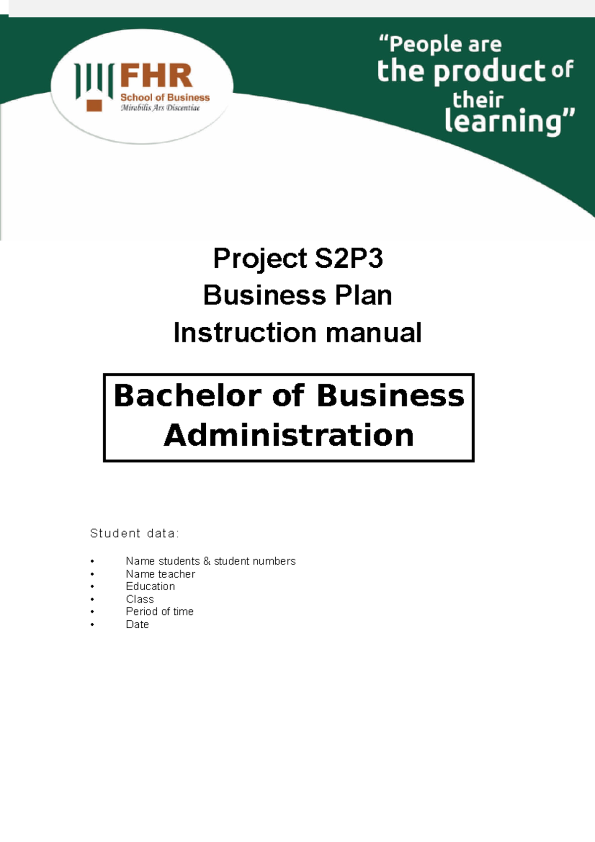 Project S2P3 Reader BP 2022-2023 BBA NL - Project S2P Business Plan ...
