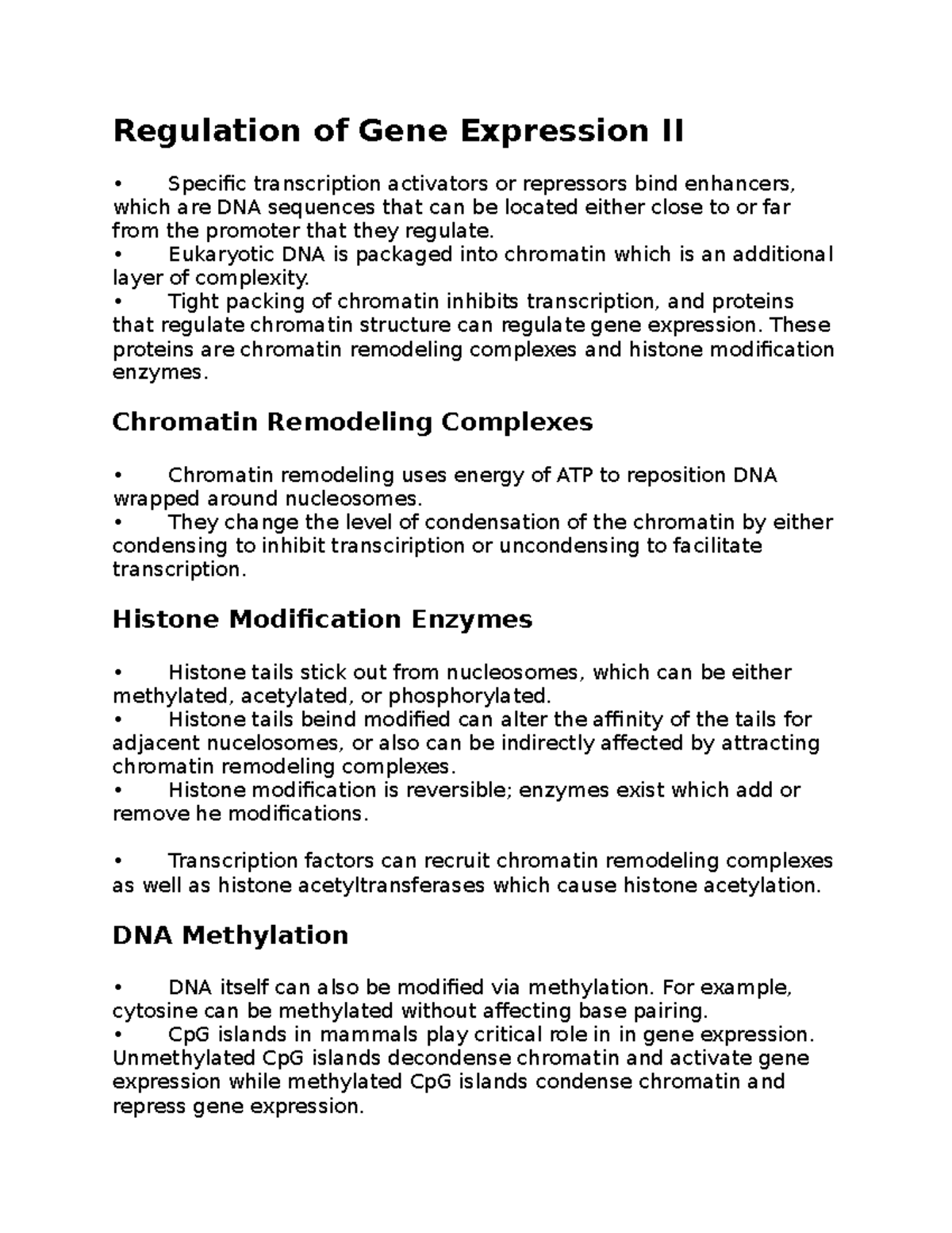 Regulation of Gene Expression II - Regulation of Gene Expression II ...