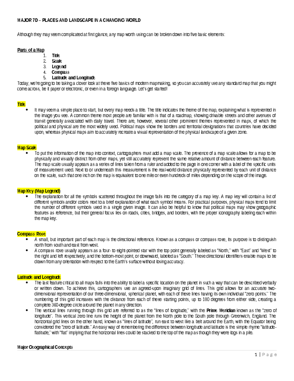 Major 9- Reviewer - MAJOR 7D – PLACES AND LANDSCAPE IN A CHANGING WORLD ...