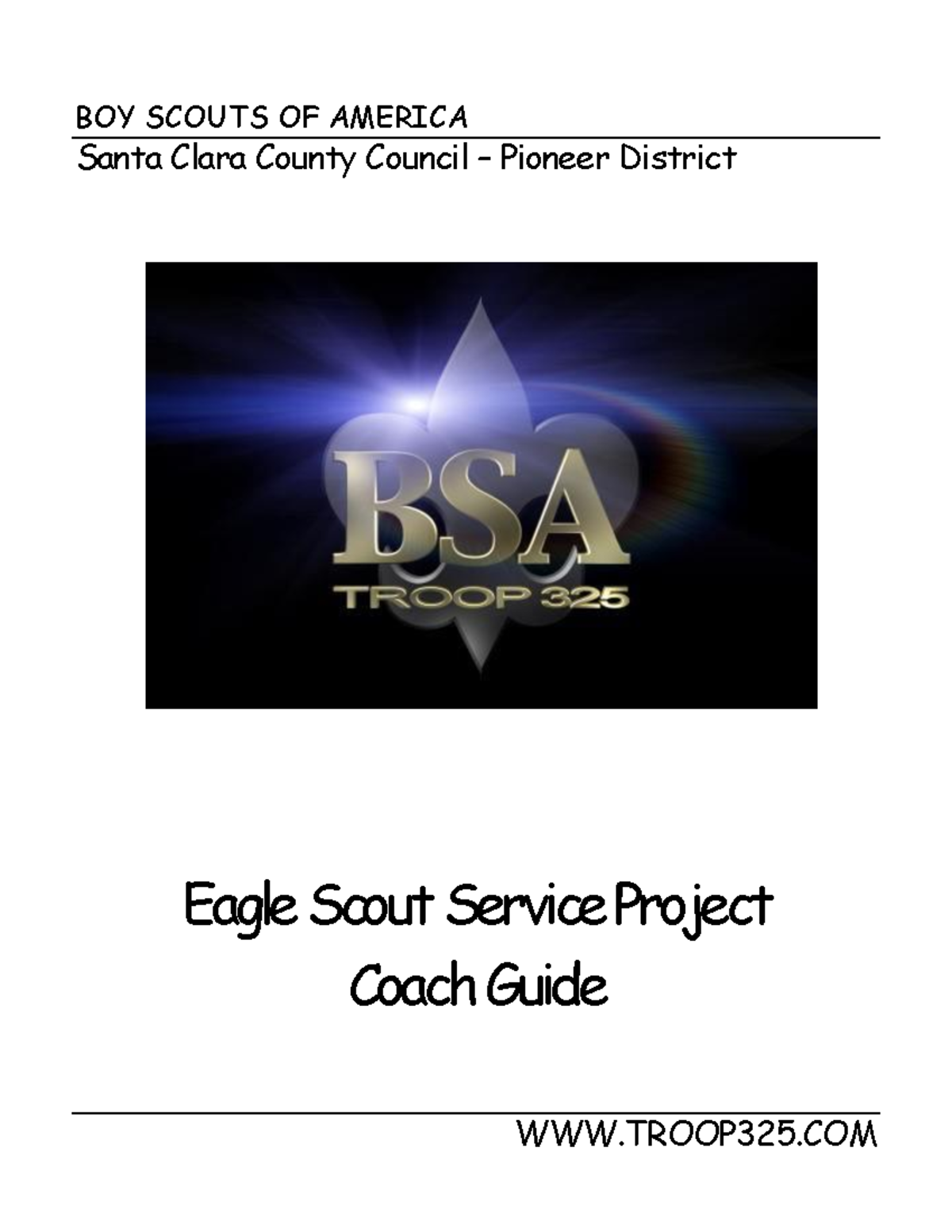2013 Troop 325 Eagle Scout Service Project Coach Guide - BOY SCOUTS OF ...