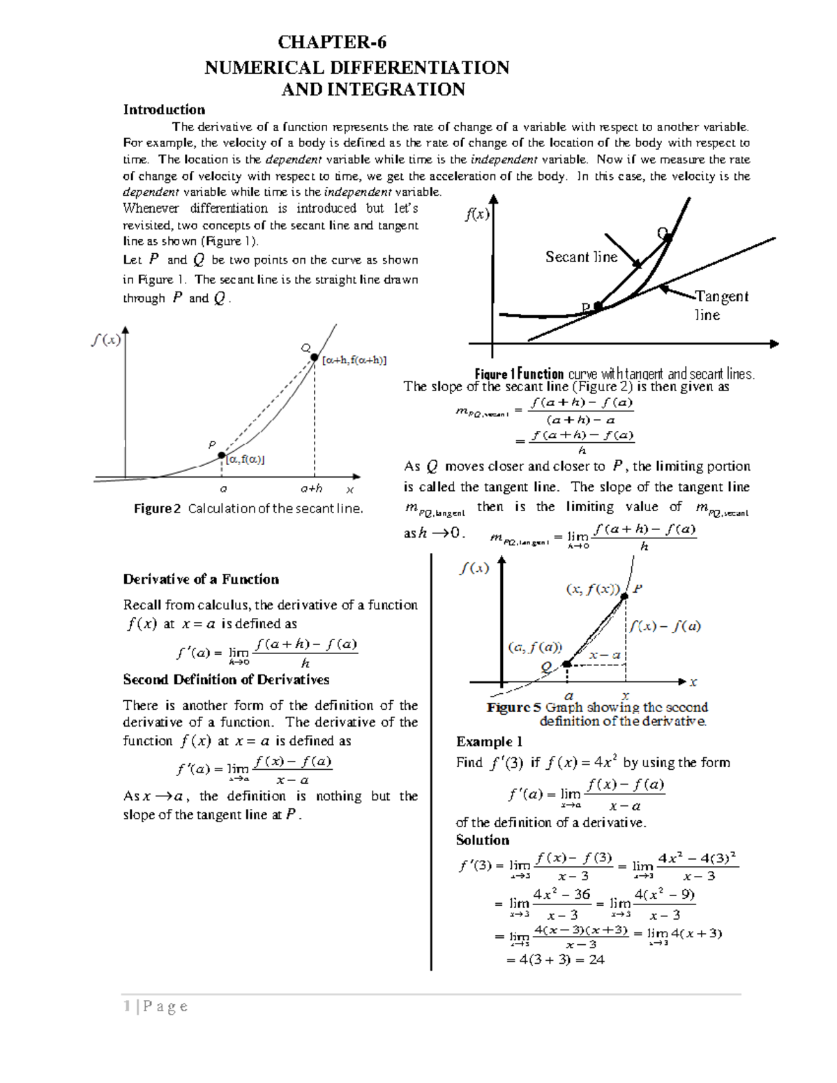 Differentiation & Integration CH-6 - Q P f(x) Secant line Tangent line CHAPTER- NUMERICAL - Studocu