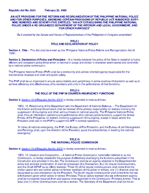 Republic ACT NO 6975 - REPUBLIC ACT No. 6975 December 13, 1990 AN ACT ...