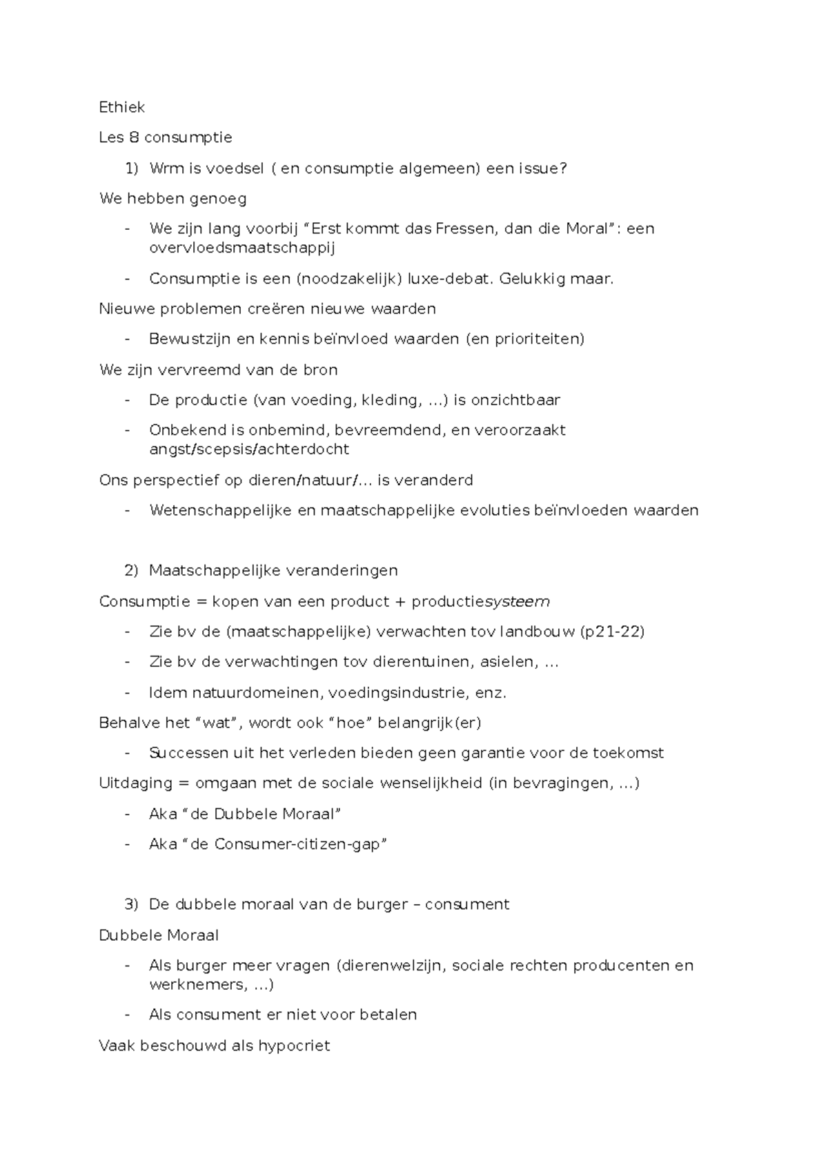 Ethiek Les 8 Ethiek Les 8 Consumptie 1 Wrm Is Voedsel En