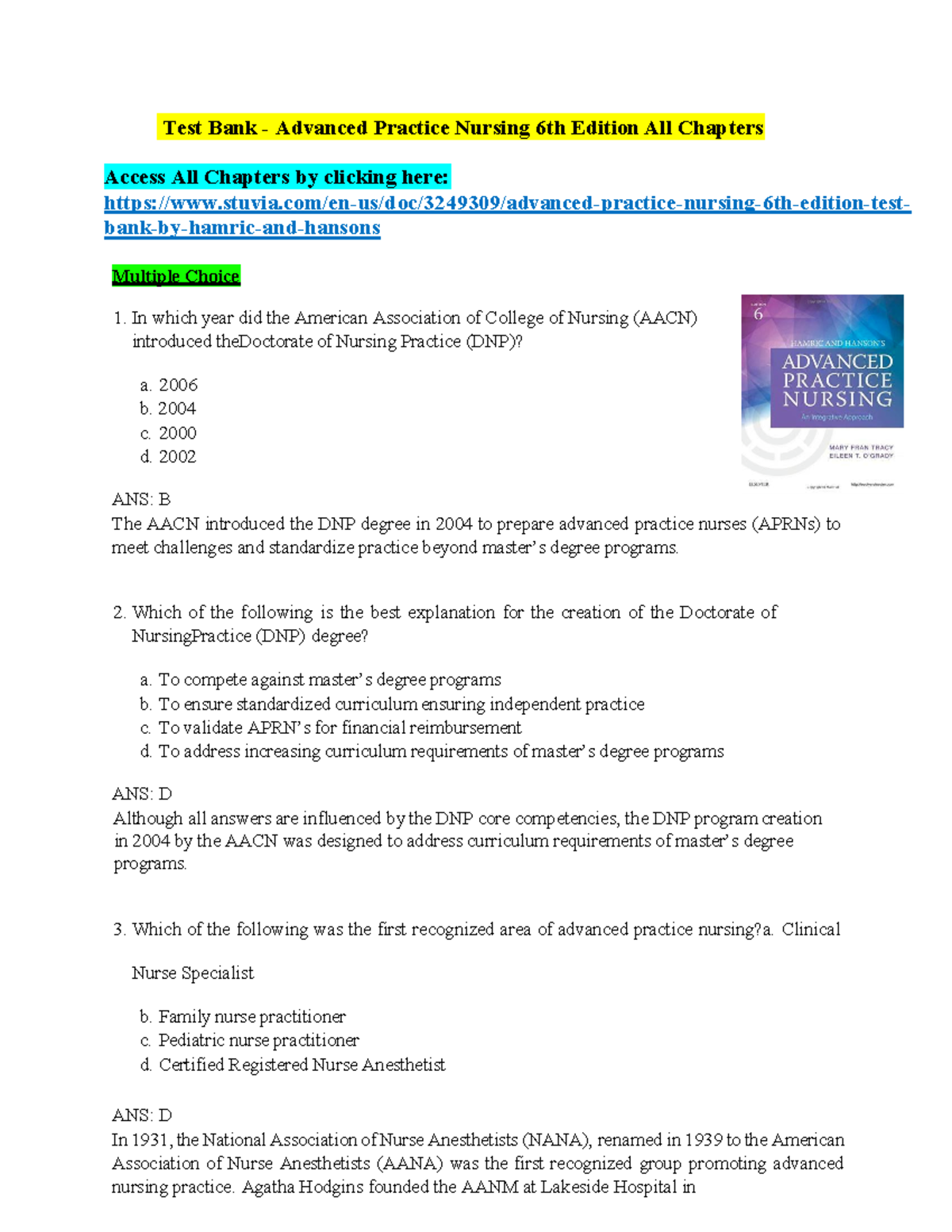 Hamric and Hanson's Advanced Practice Nursing 6th Edition Tracy O’Grady ...