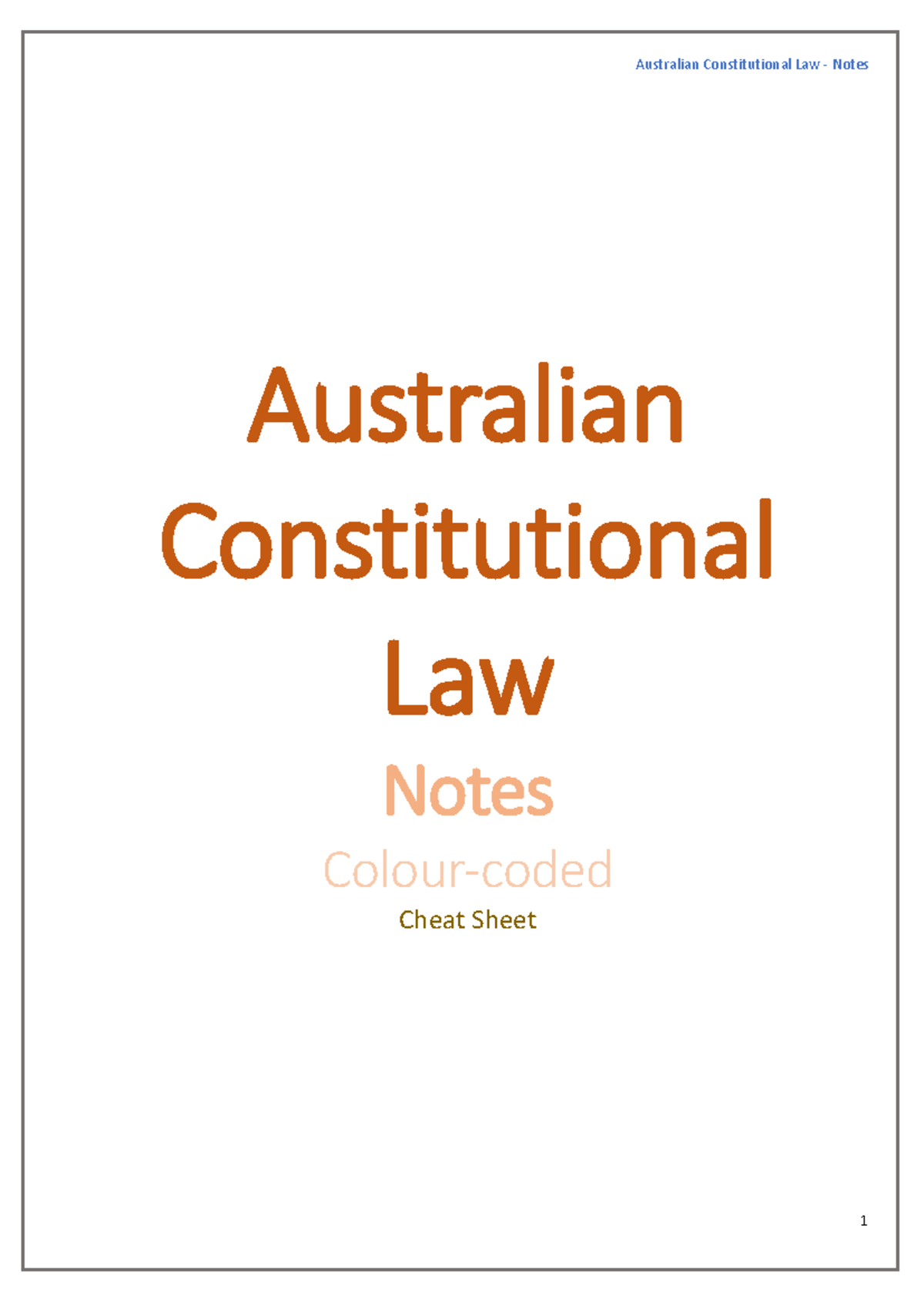 Hd colour coded australian constitutional law notes all in one concised ...