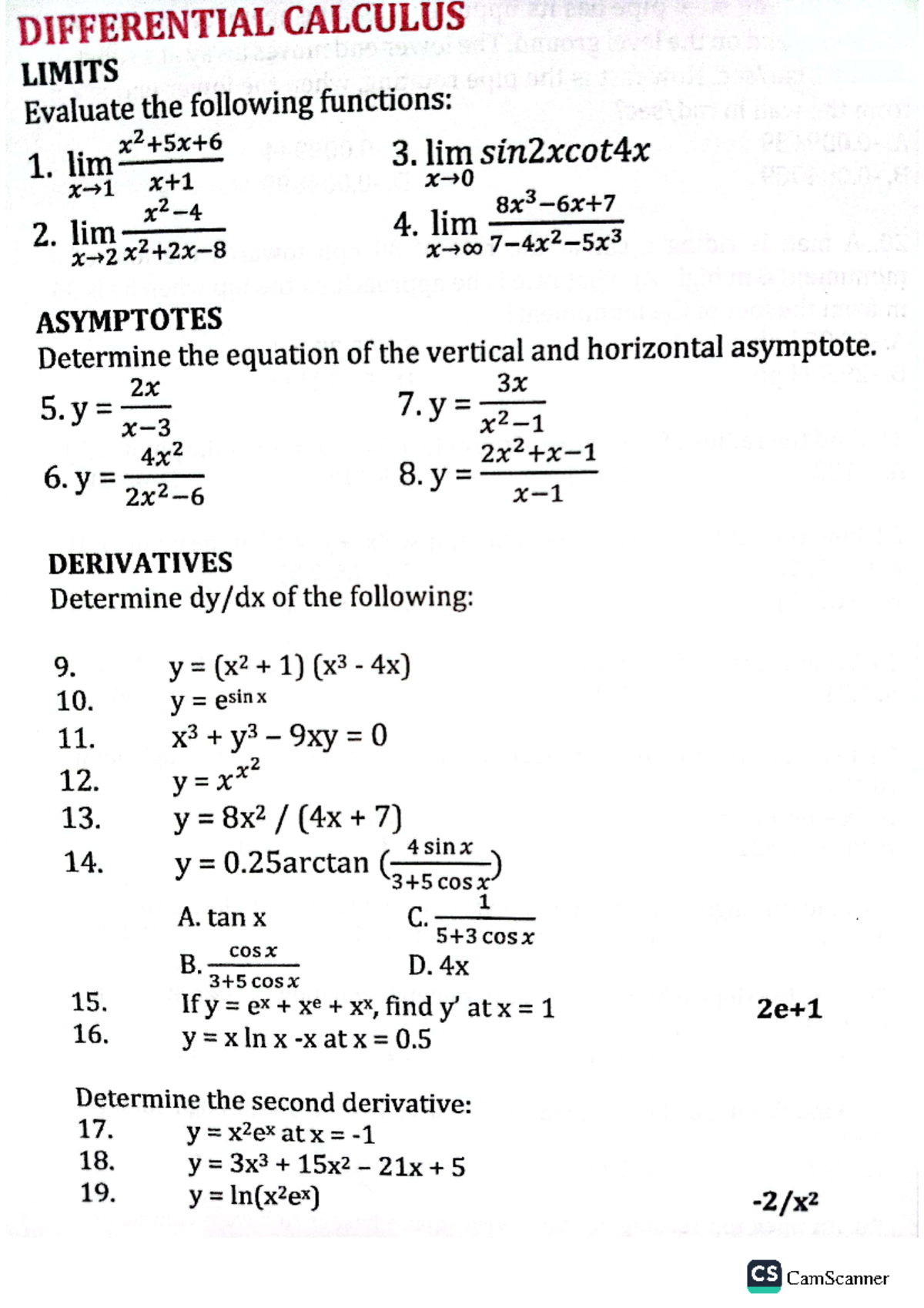 Differential Calculus Derivatives - Copy - Copy - BS-Mathematics - Studocu
