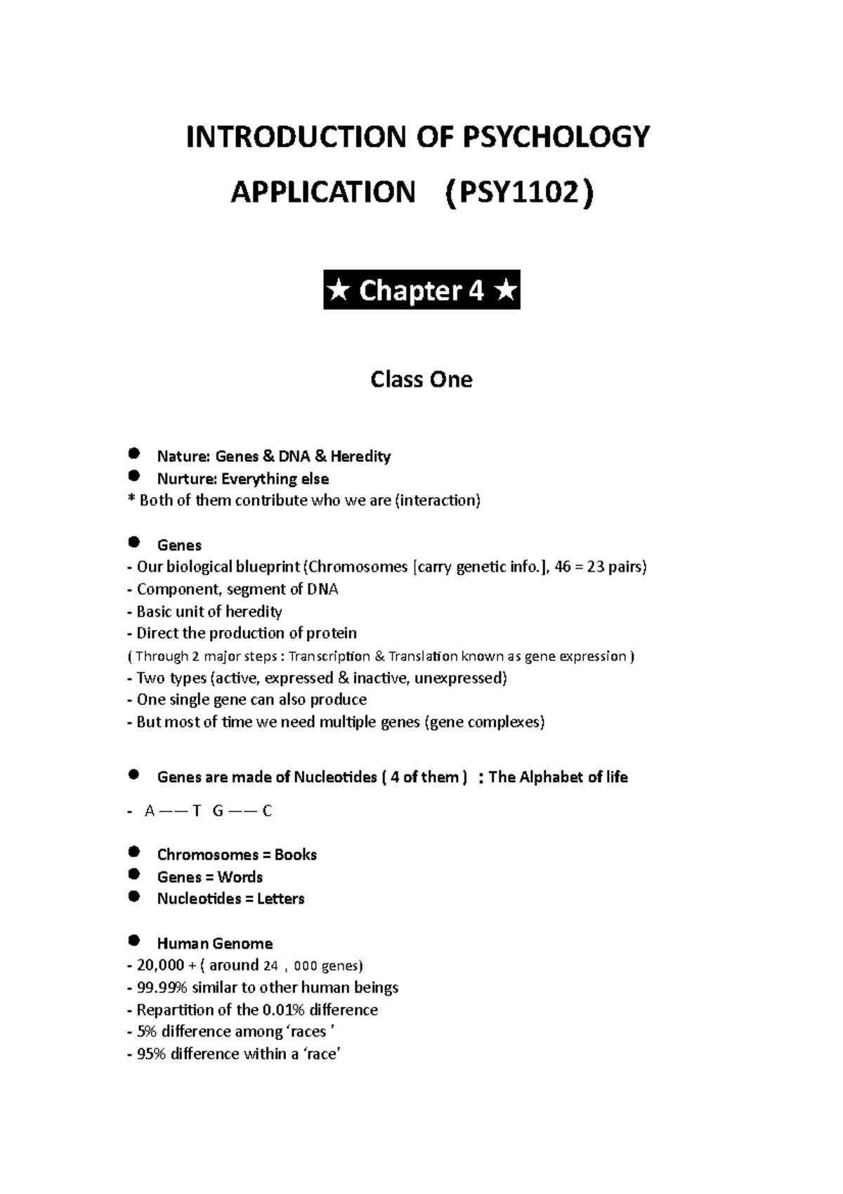 A. PSY1102 Notes Before Midterm 1 - INTRODUCTION OF PSYCHOLOGY ...