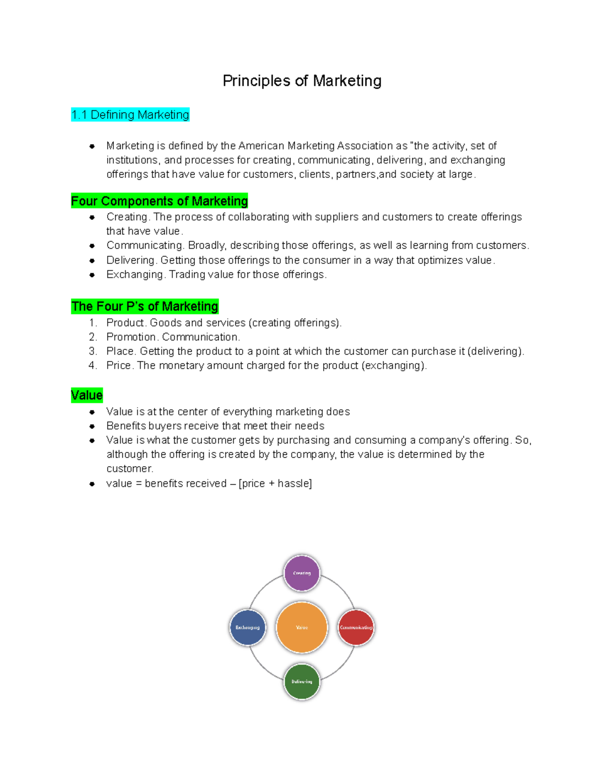 Principals of Marketing Chapter One - Principles of Marketing 1 ...