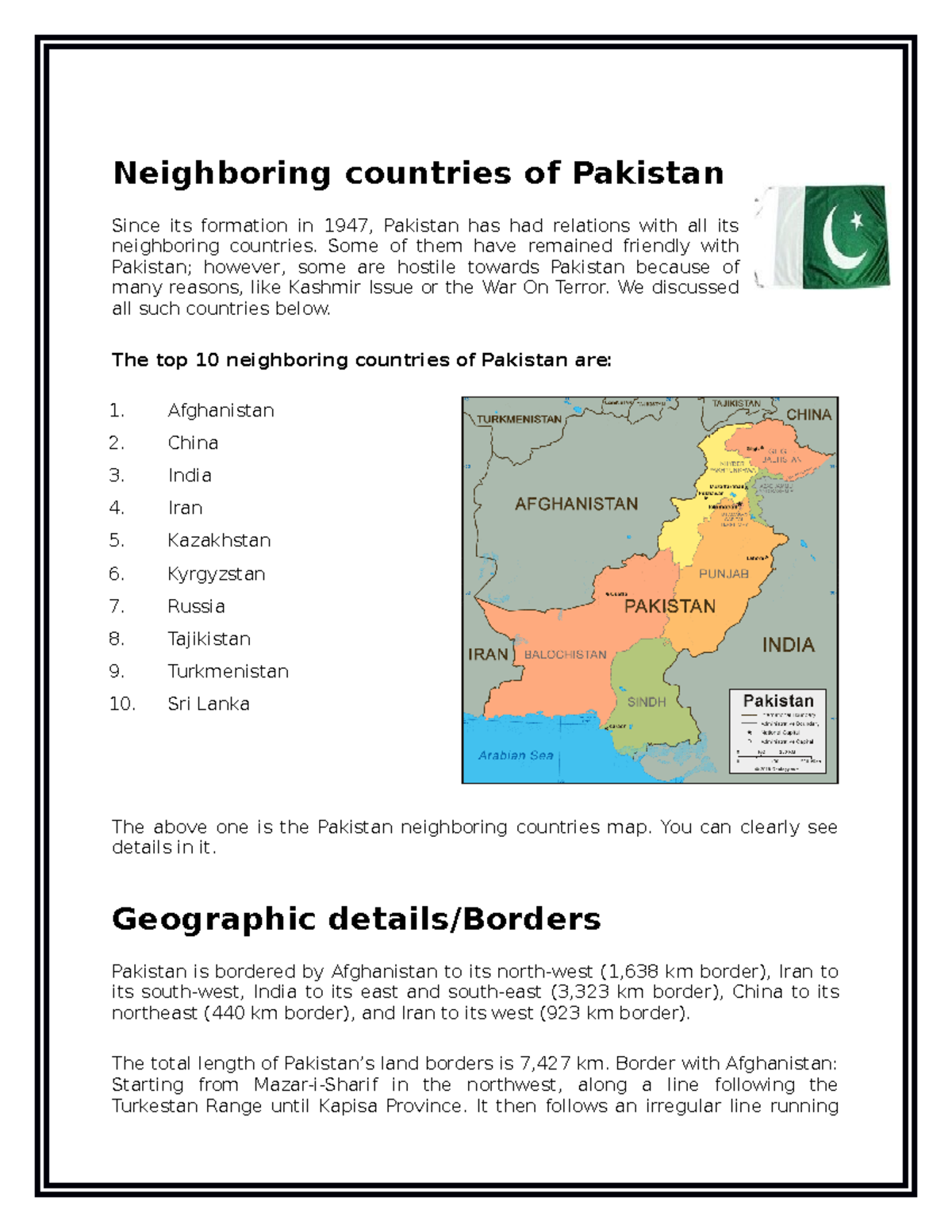 Neighboring countries of Pakistan - Some of them have remained friendly ...