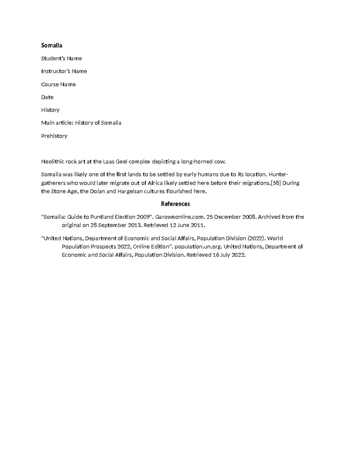 Somali 12 - Somalia Student’s Name Instructor’s Name Course Name Date ...