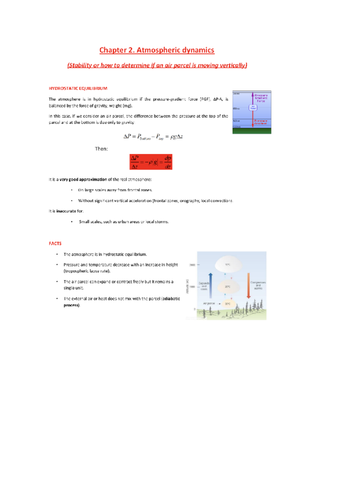 Meteorology - notes - Chapter 2. Atmospheric dynamics (Stability or how ...