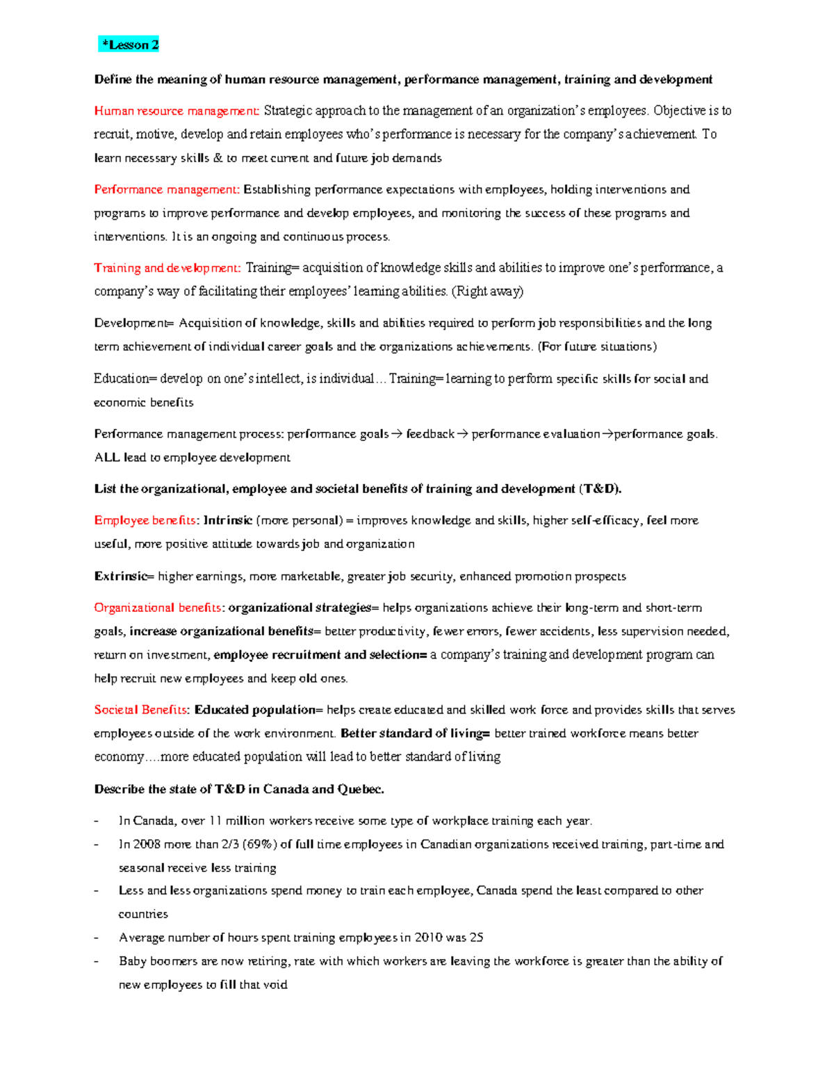 Notes for final exam 2019 online courses - *Lesson 2 Define the meaning ...