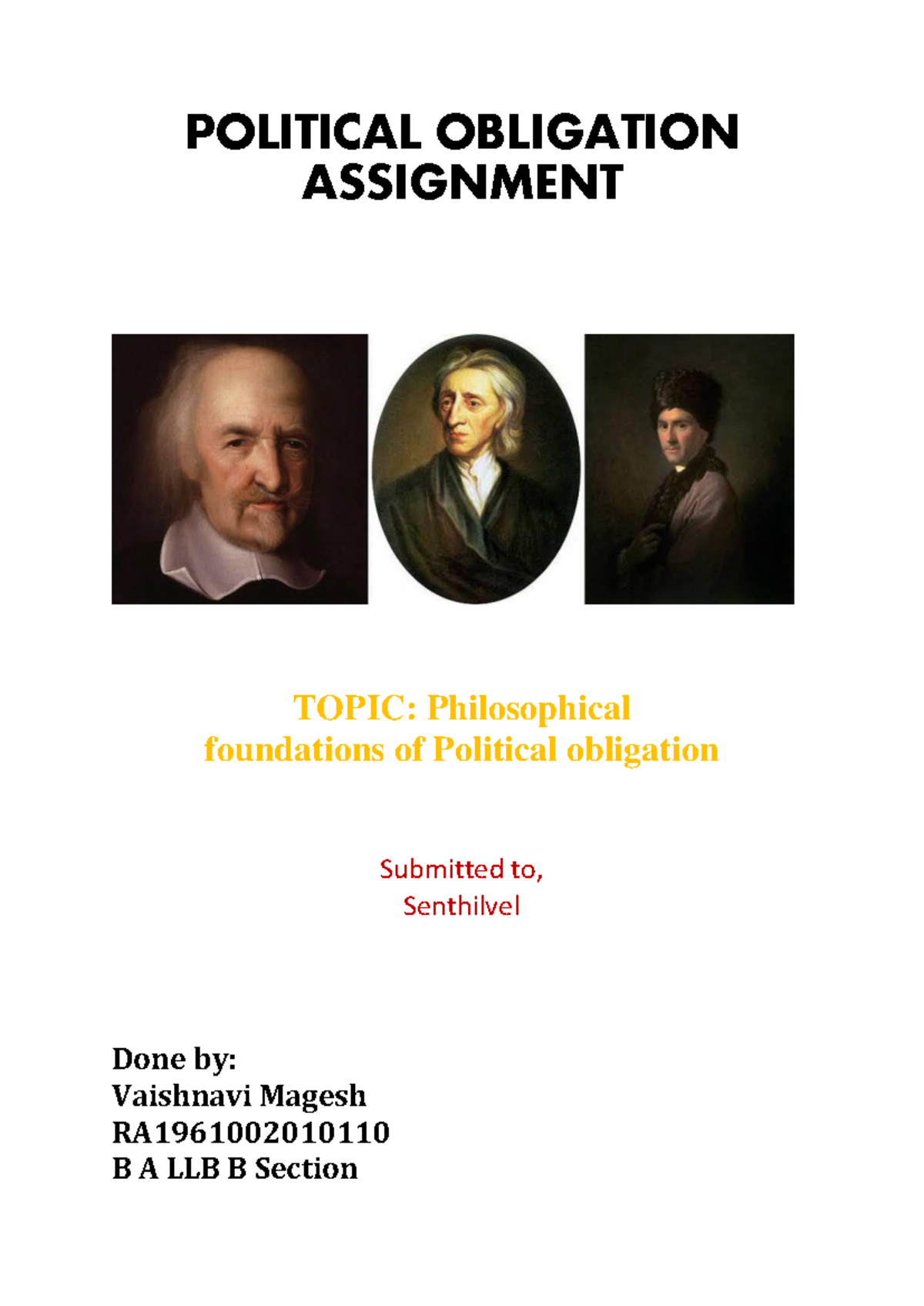 Political obligation assignment - POLITICAL OBLIGATION ASSIGNMENT TOPIC ...