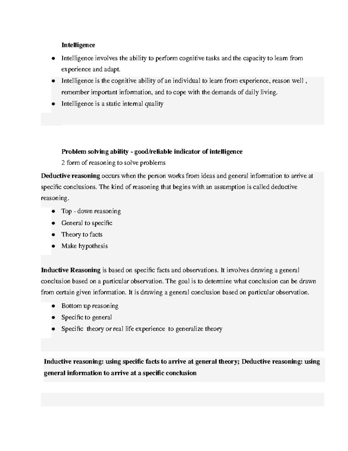 Problem solving - Intelligence Intelligence involves the ability to perform cognitive tasks and ...