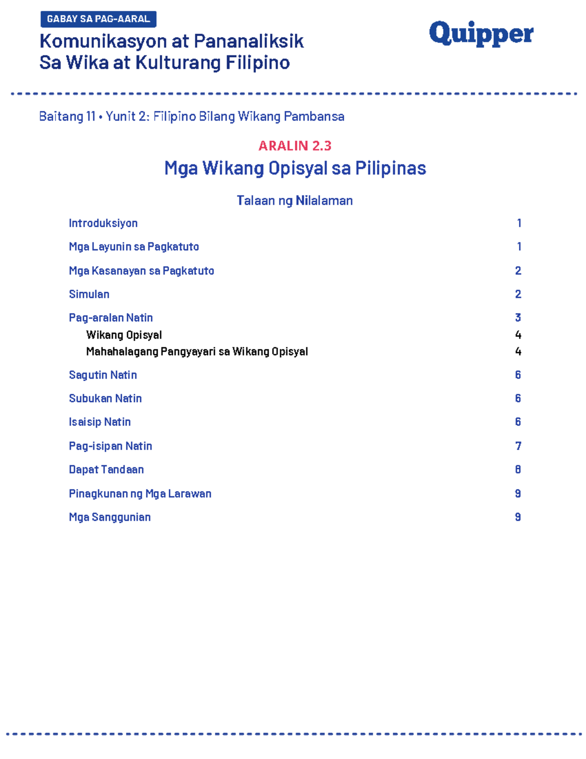ME KP 11 Q1 0203 SG - Sa Wika at Kulturang Filipino Baitang 11 • Yunit ...