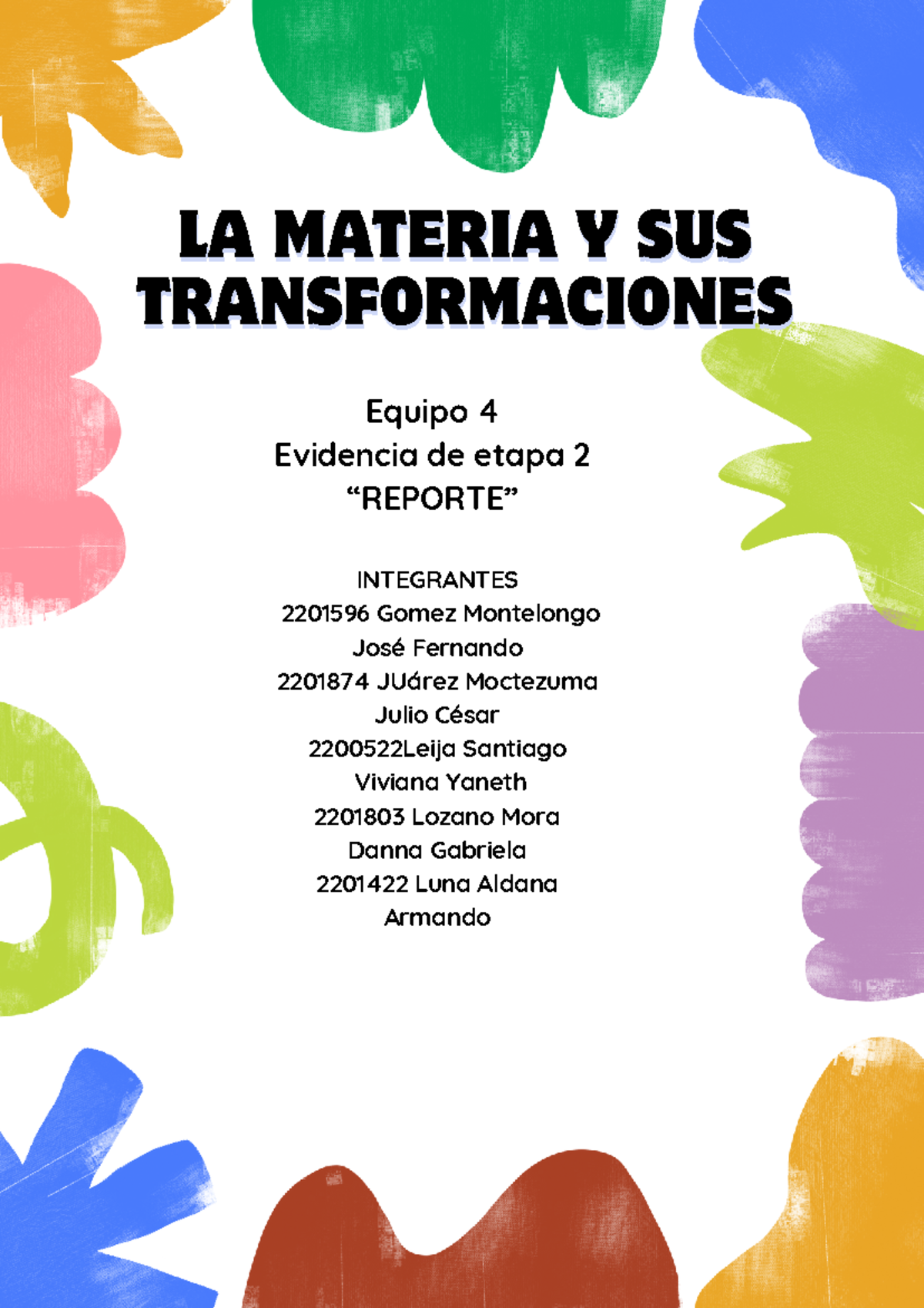 Documento A4 Portada de Proyecto Creativo Abstracto Multicolor - LA ...