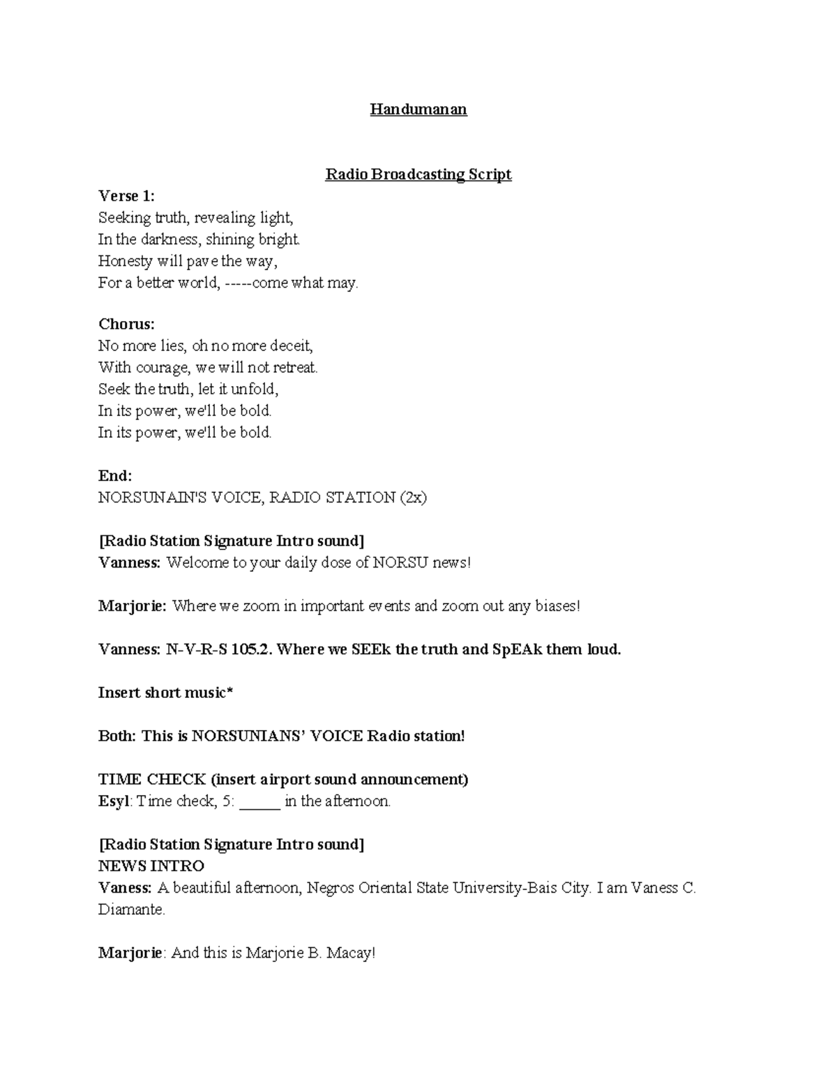 Radio- Broadcasting-1 - Handumanan Radio Broadcasting Script Verse 1 ...