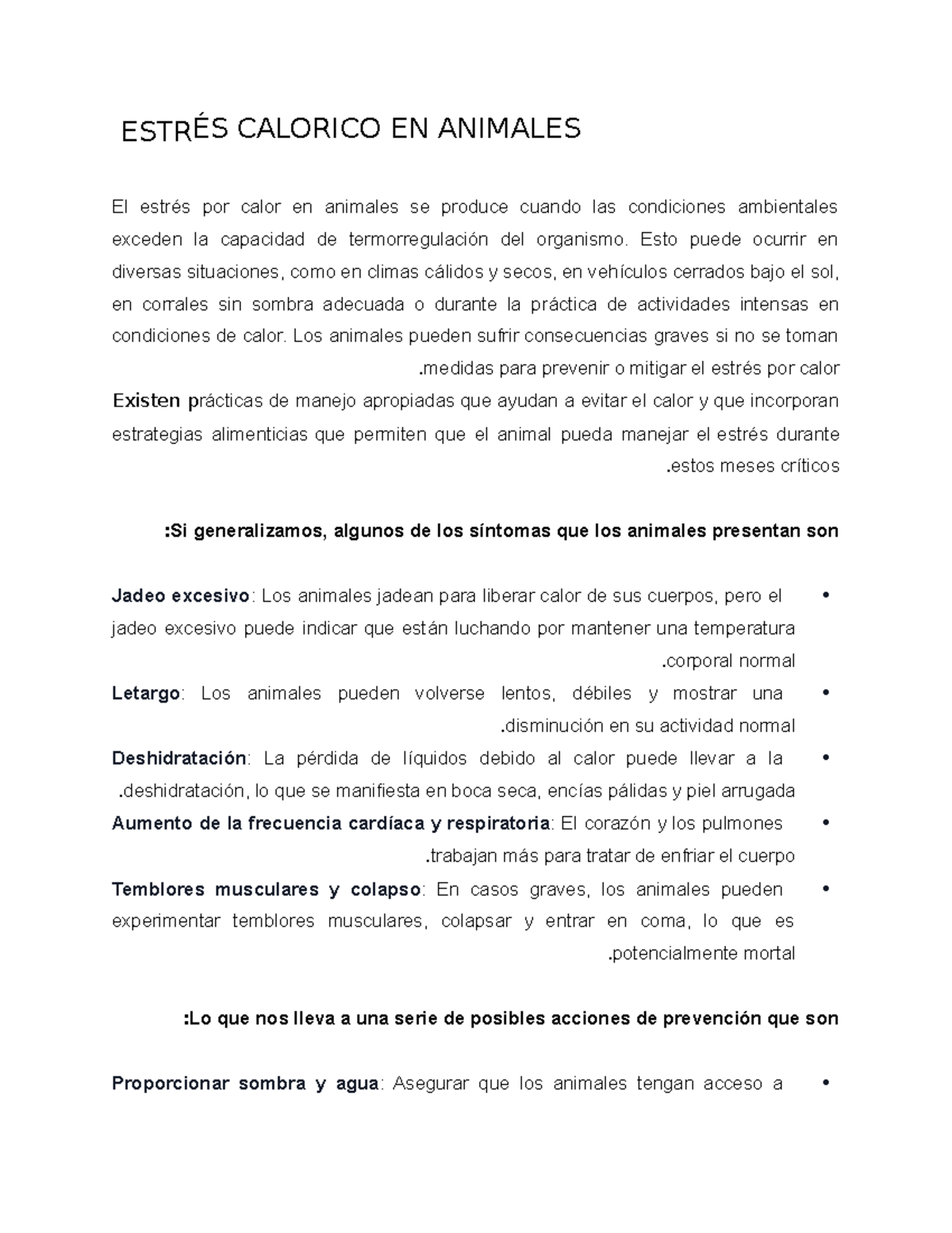 Estrés Calorico - act para repaso o posible exposición - ESTRÉS ...
