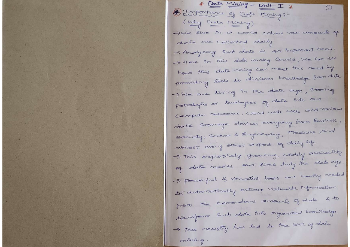 DM UNIT-1 - About introduction to data mining - Data Mining I I Importance of Data (klhy Data ...