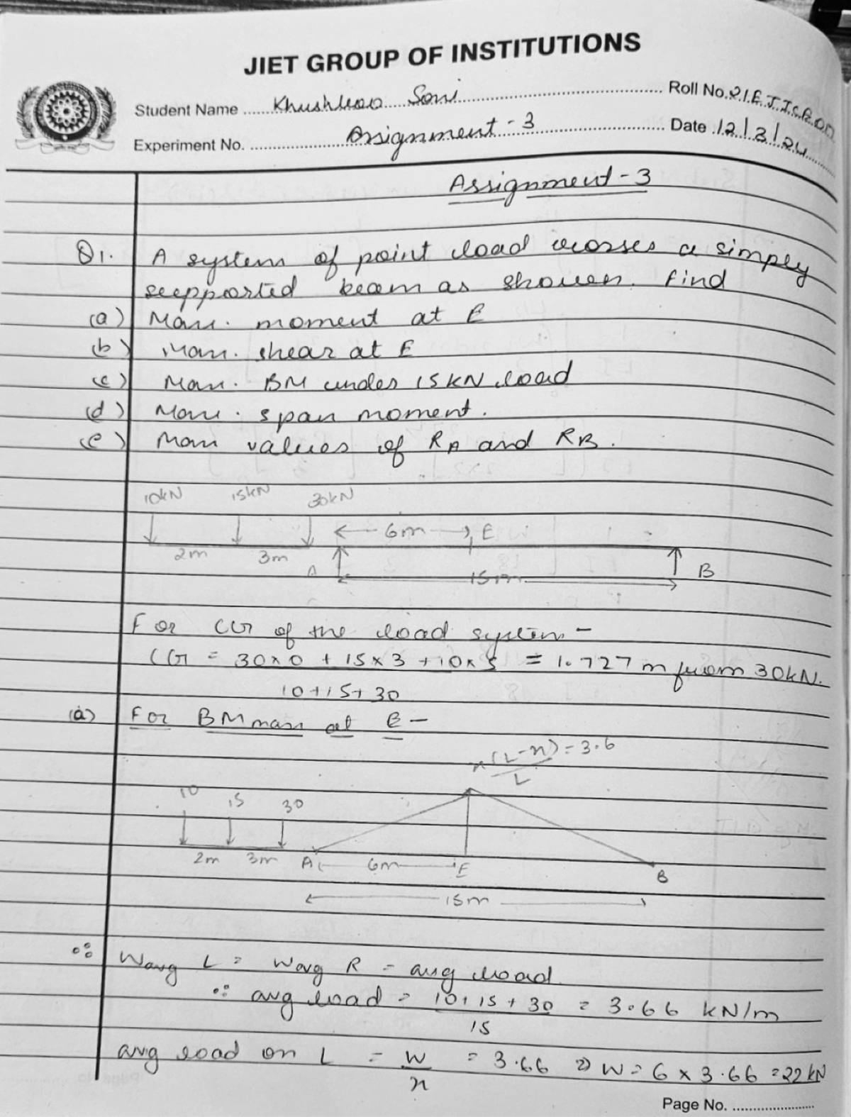 Sa assignment 3 - JIET GROUP OF INSTITUTIONS Student Name Khushless ...