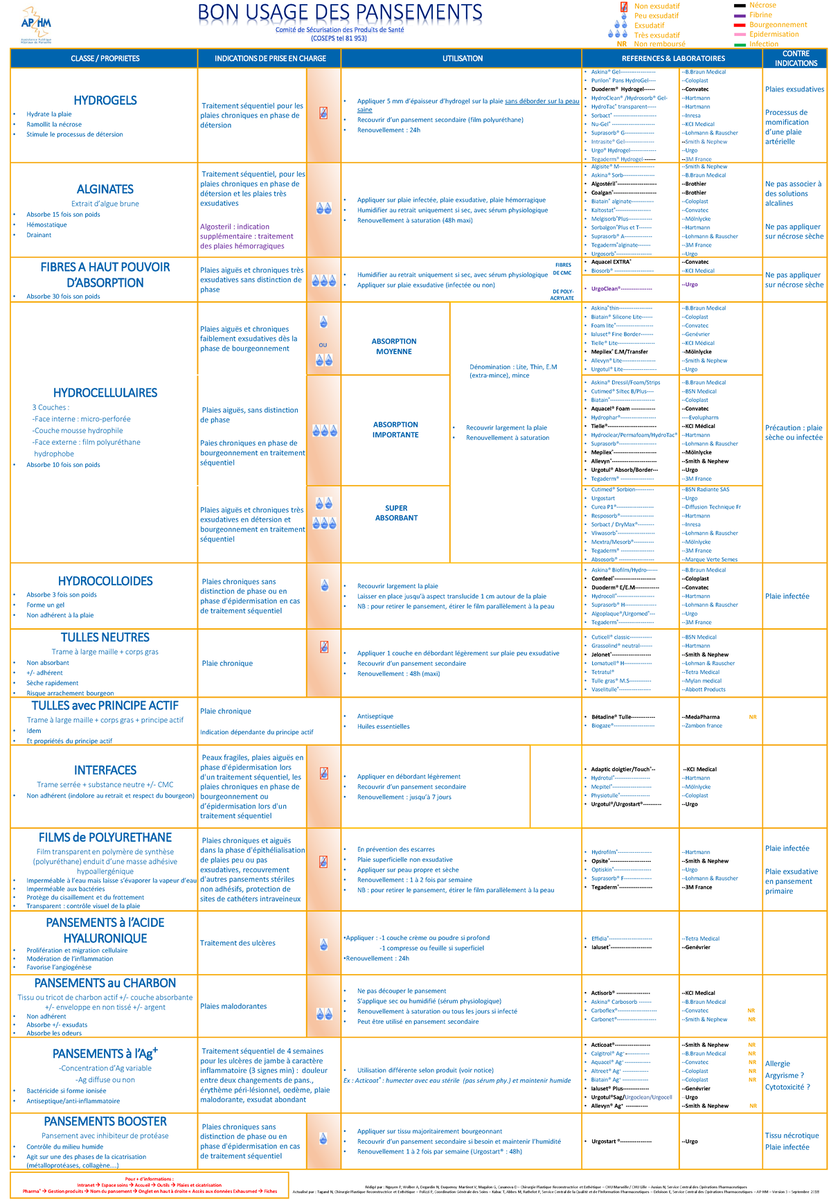 Poster Pansement nouvelle version - CLASSE / PROPRIETES INDICATIONS DE ...