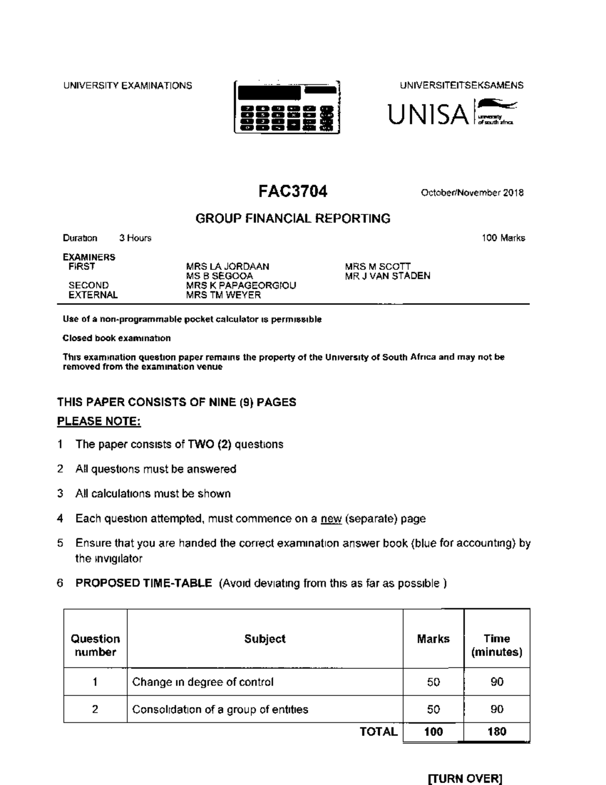 FAC3704 2018 10 E 1 - FAC3704 - Studocu