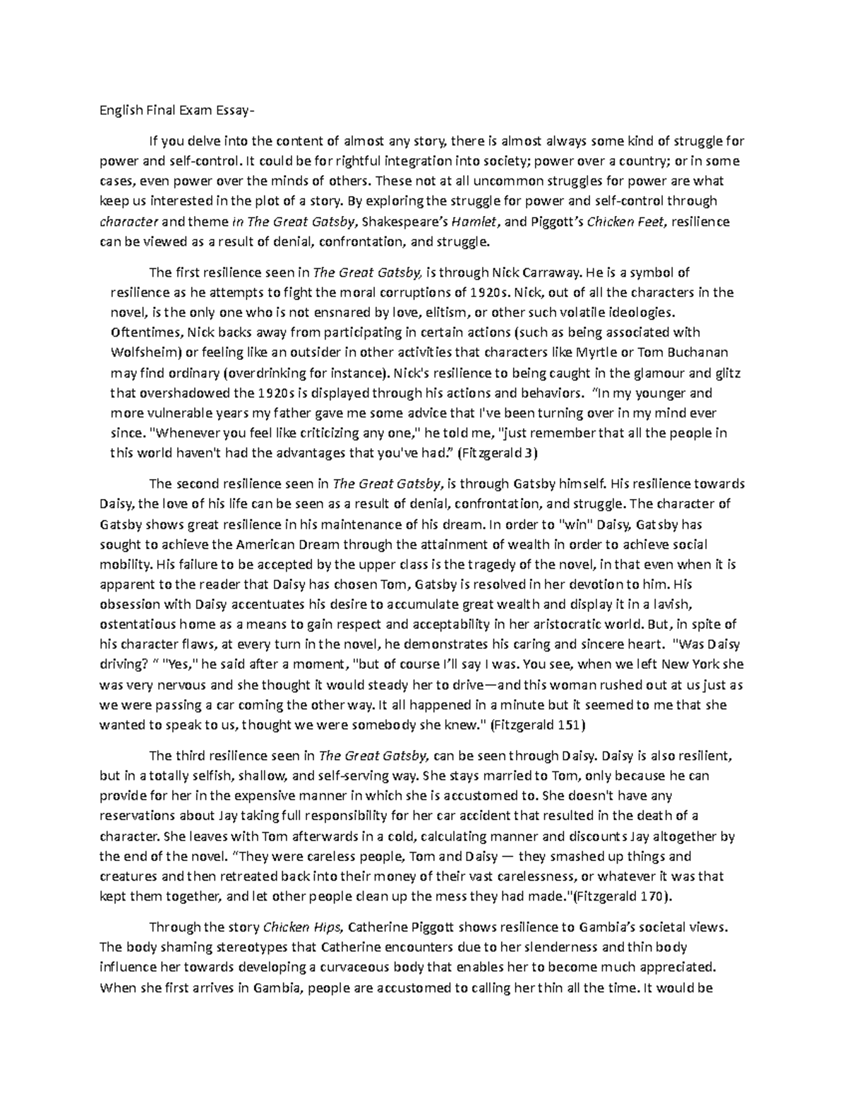 English Final Exam Essay - It could be for rightful integration into ...