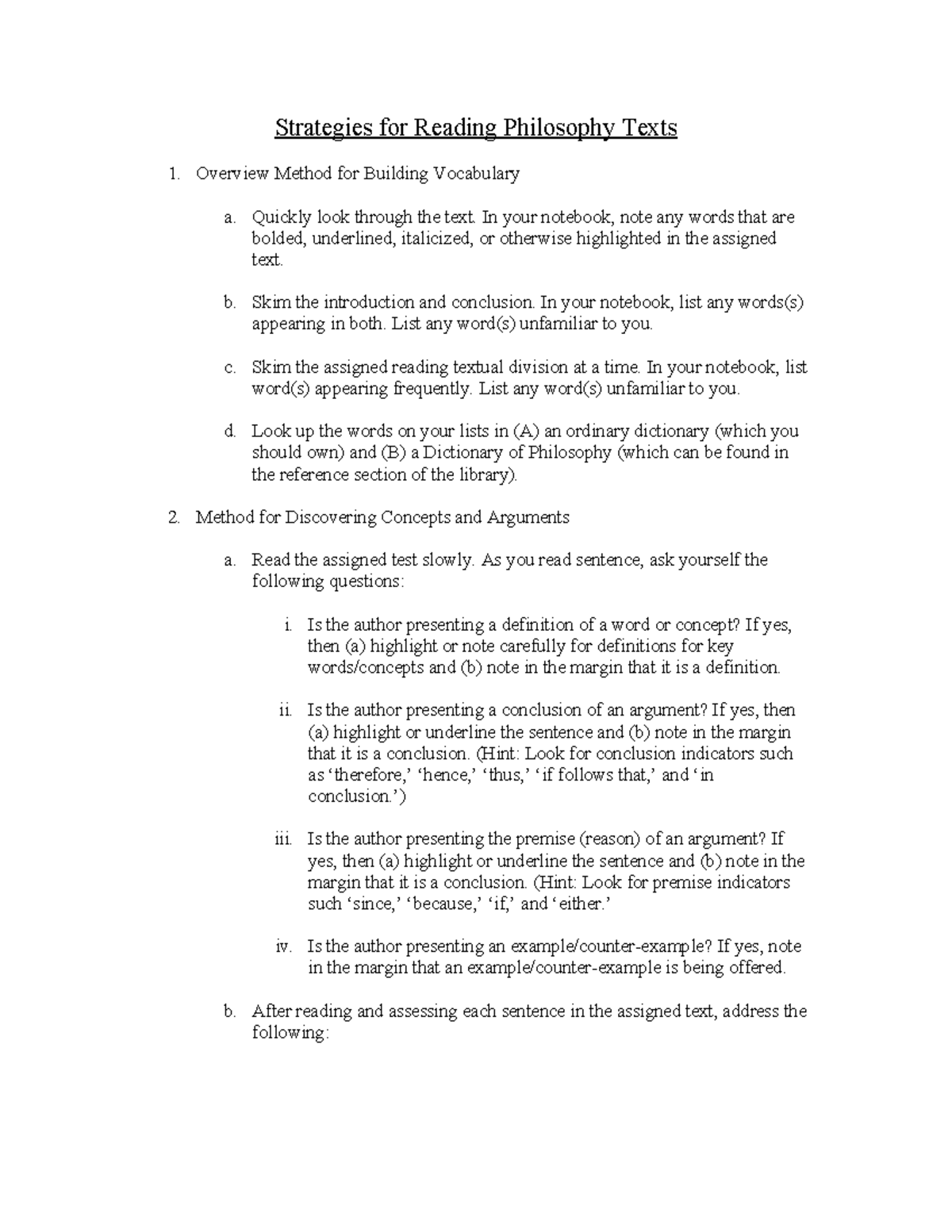 Strategies for Reading Philosophy Texts - Strategies for Reading ...