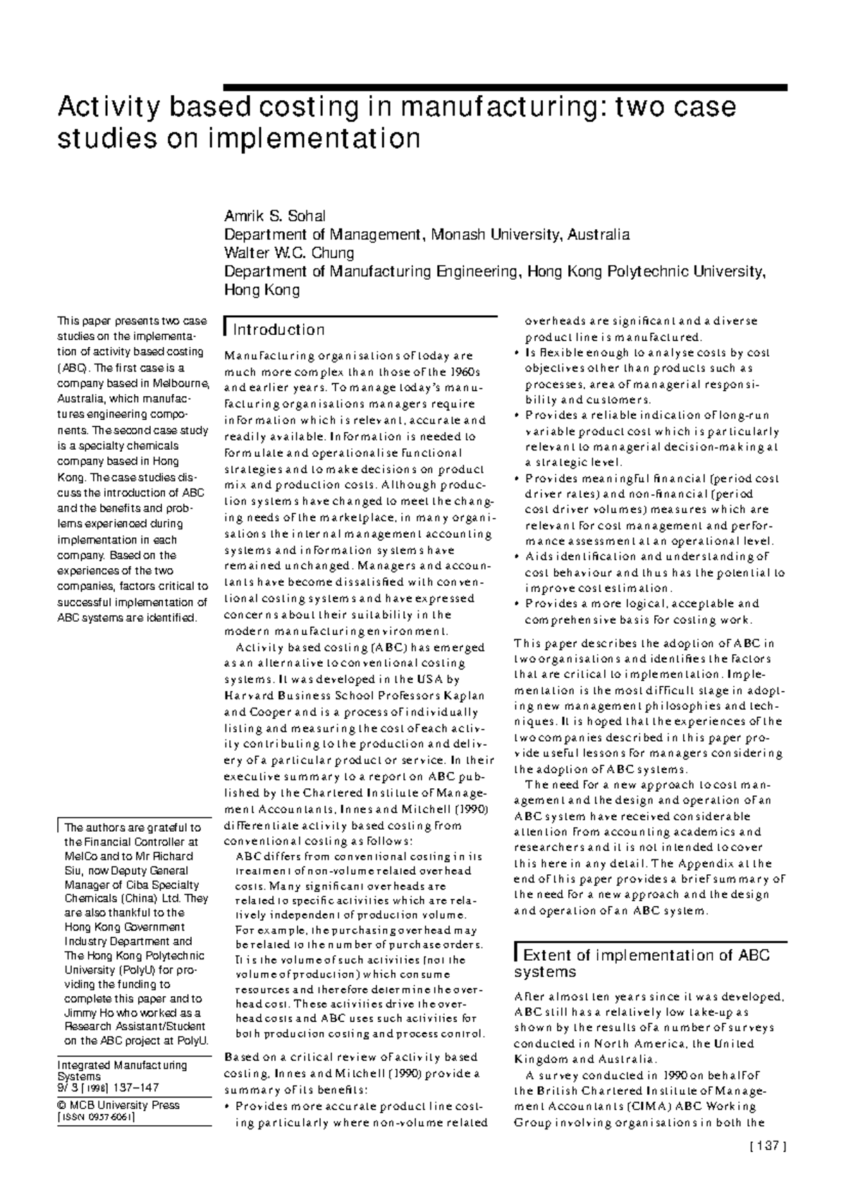 ABC case studies - Steps towards successful ABC implementation ...