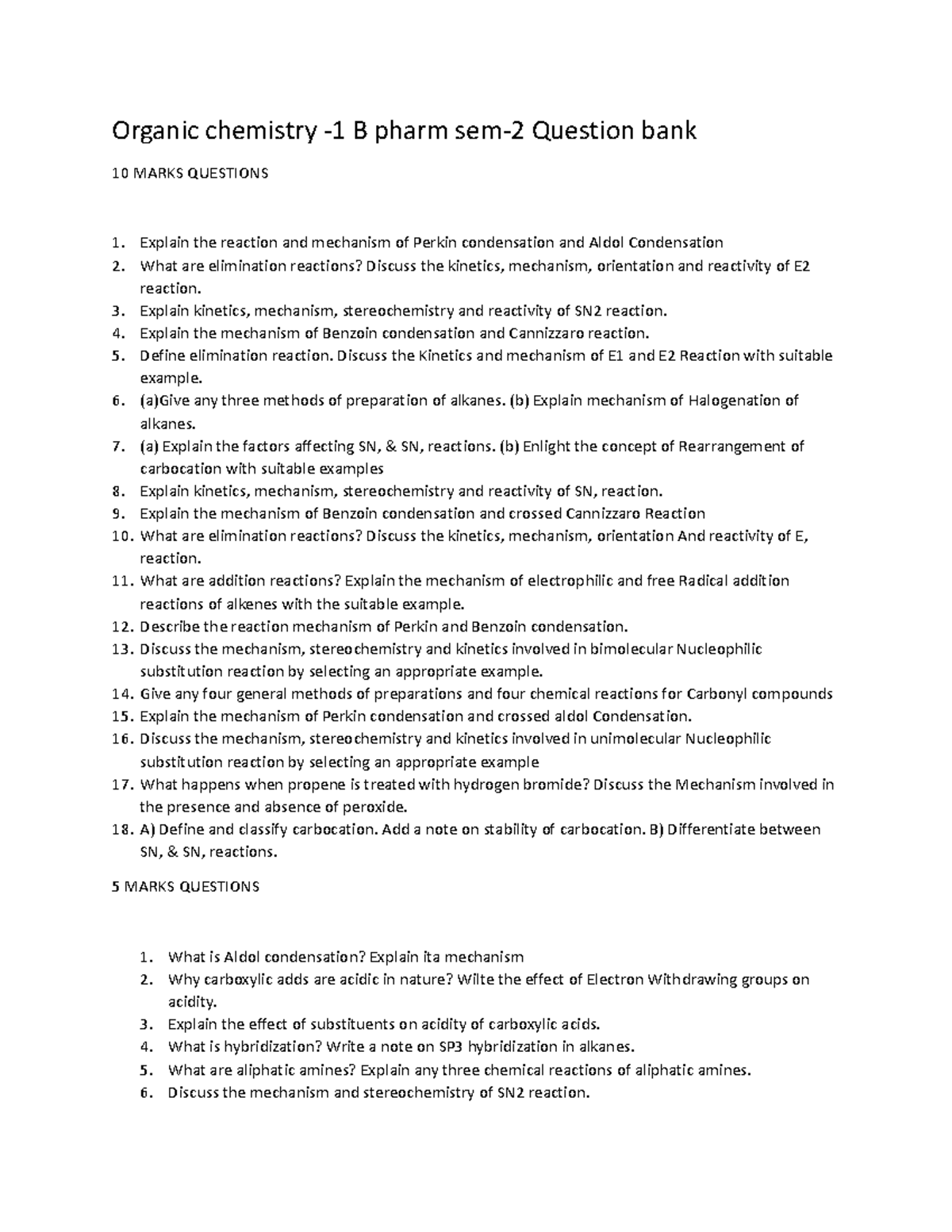 Organic chemistry 1 B Pharm sem 2 - Organic chemistry -1 B pharm sem-2 ...
