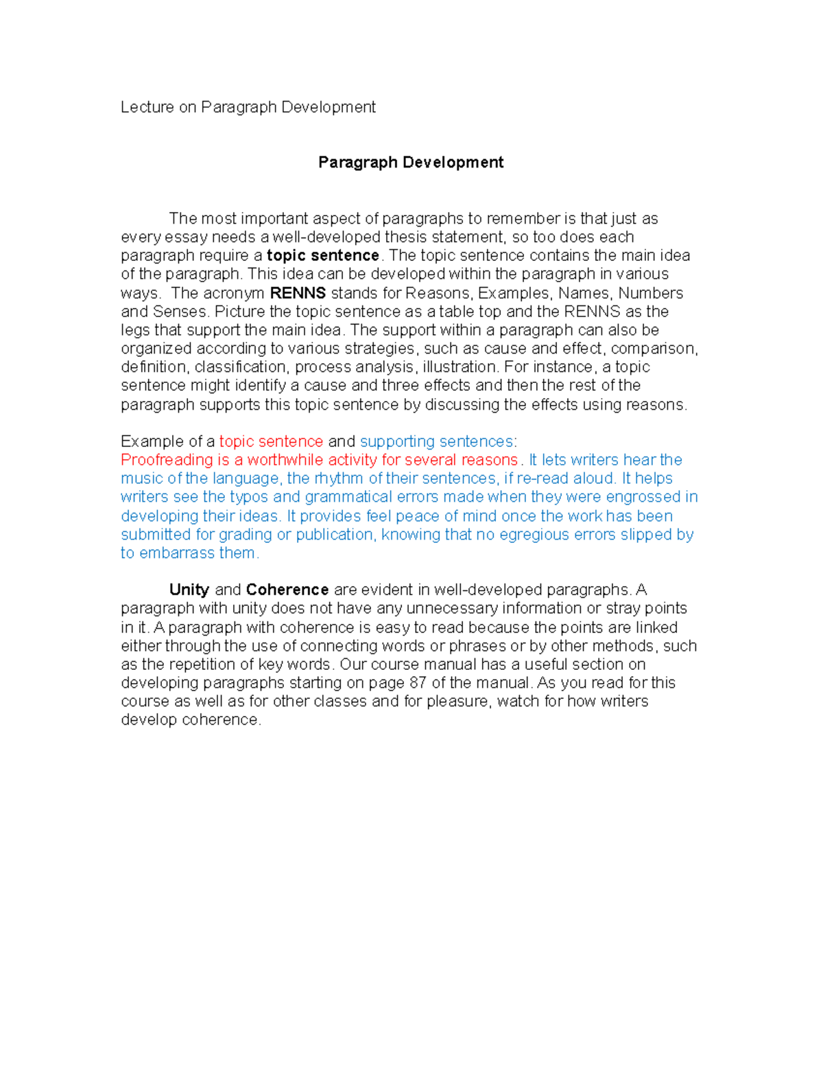 Week 5lecture Fall 2021Paragraphs - Lecture on Paragraph Development ...
