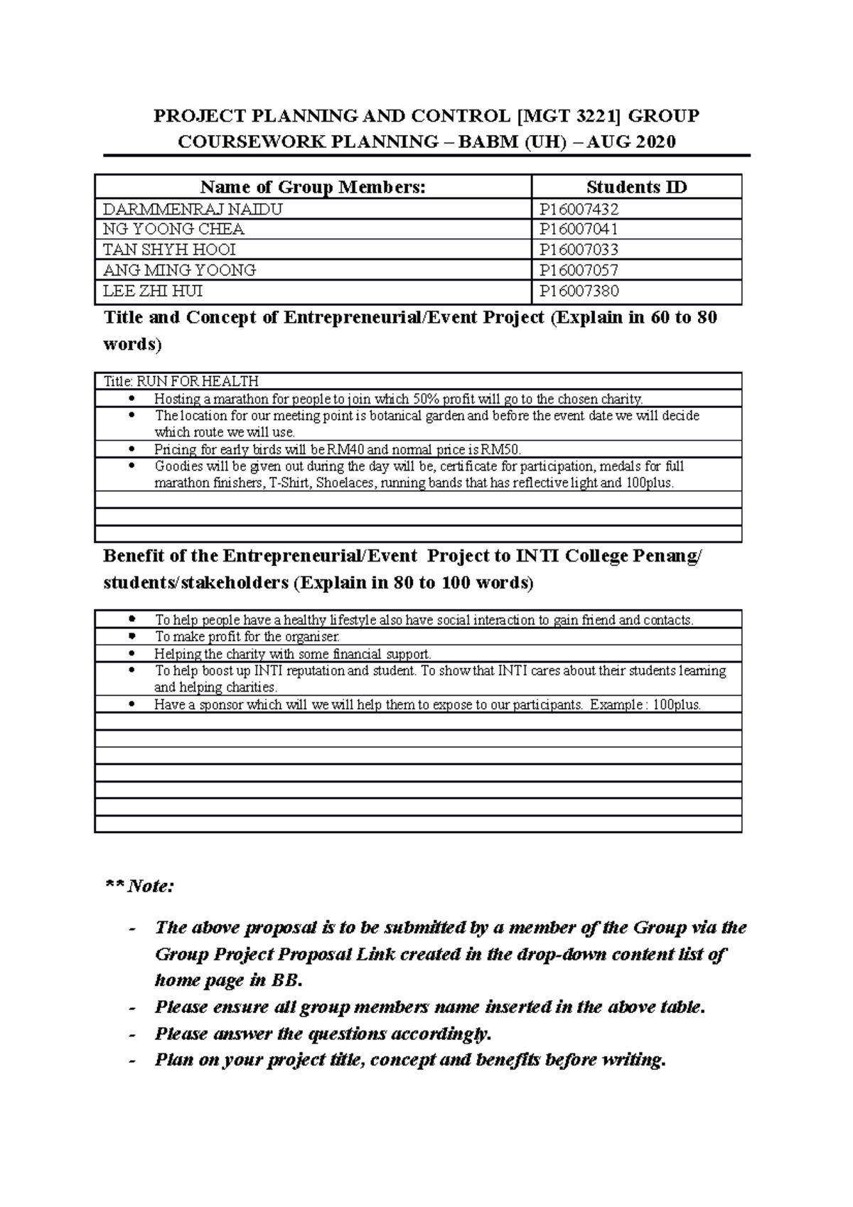 Group Project Planning Proposal - Project 7 - PROJECT PLANNING AND ...