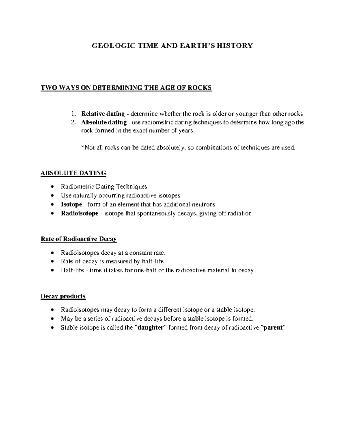 Geologic Time and Earth's History - GEOLOGIC TIME AND EARTH’S HISTORY ...