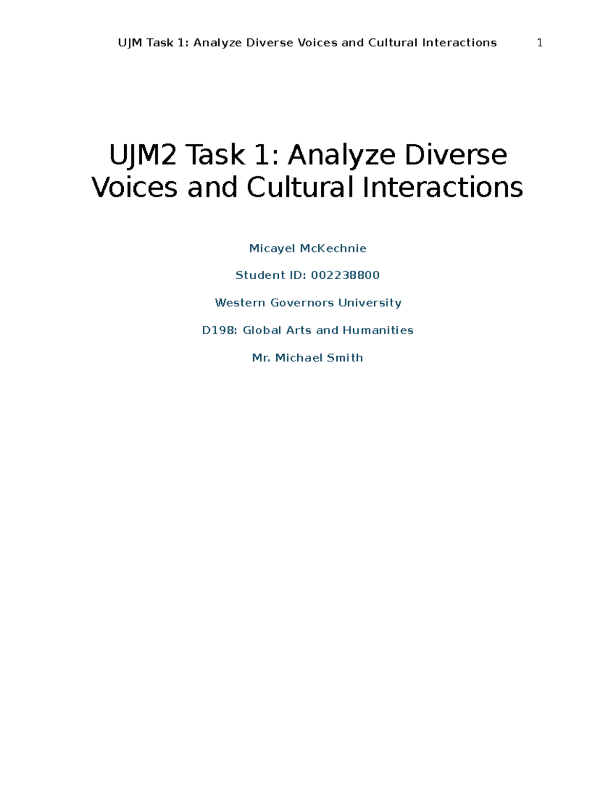 UJM2 Task 1 - Task 1 - UJM2 Task 1: Analyze Diverse Voices and Cultural Interactions Micayel ...