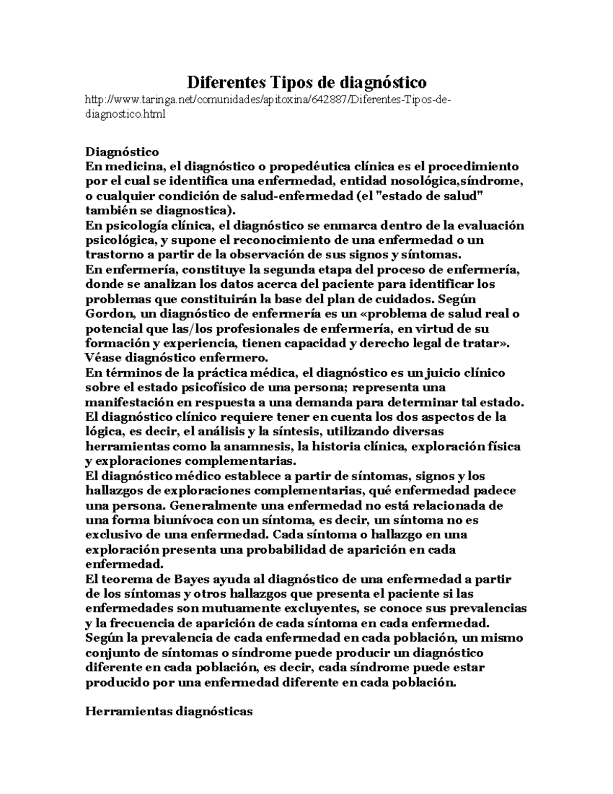 Diferentes Tipos de diagnóstico - Diferentes Tipos de diagnóstico - Studocu