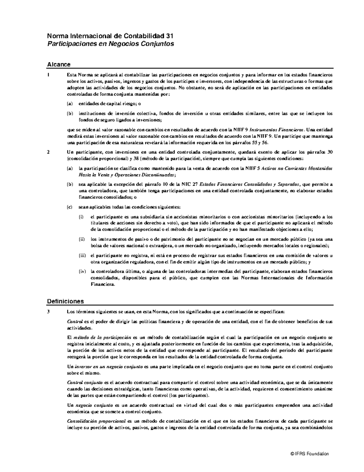 NIC 31 - Norma Internacional de Contabilidad 31 Participaciones en ...