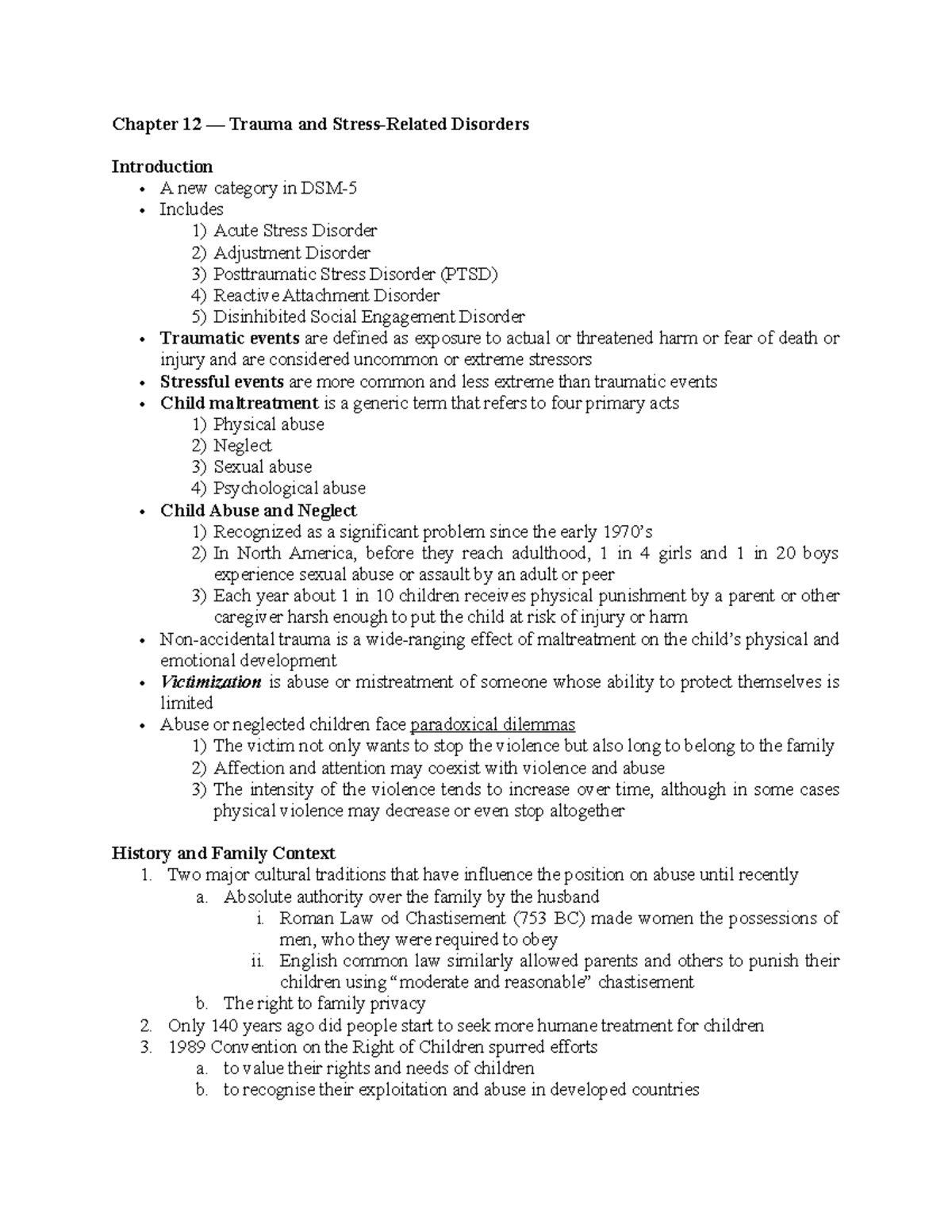 Chapter 12— Trauma- and Stressor-Related Disorders - Chapter 12 ...