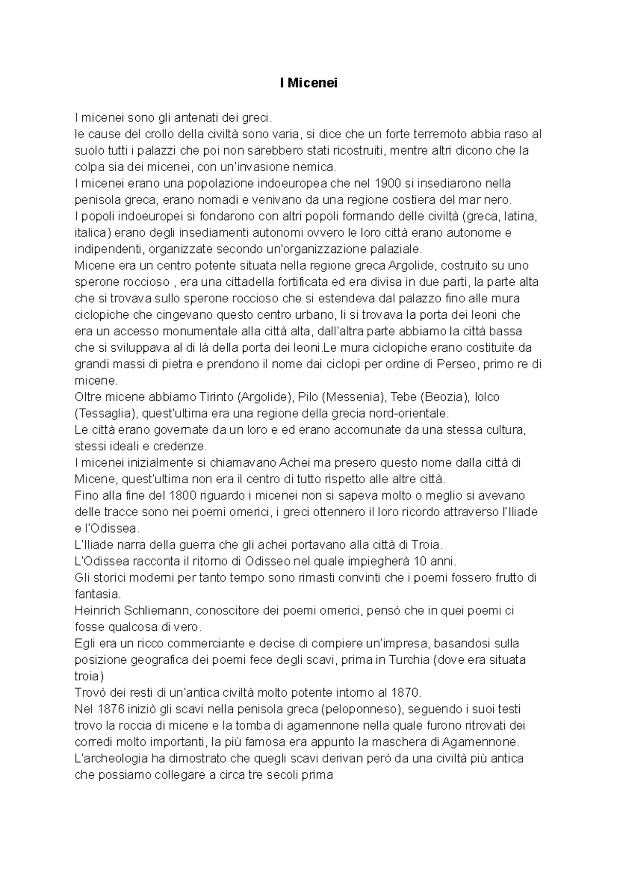 I Micenei - I Micenei I micenei sono gli antenati dei greci. le cause ...