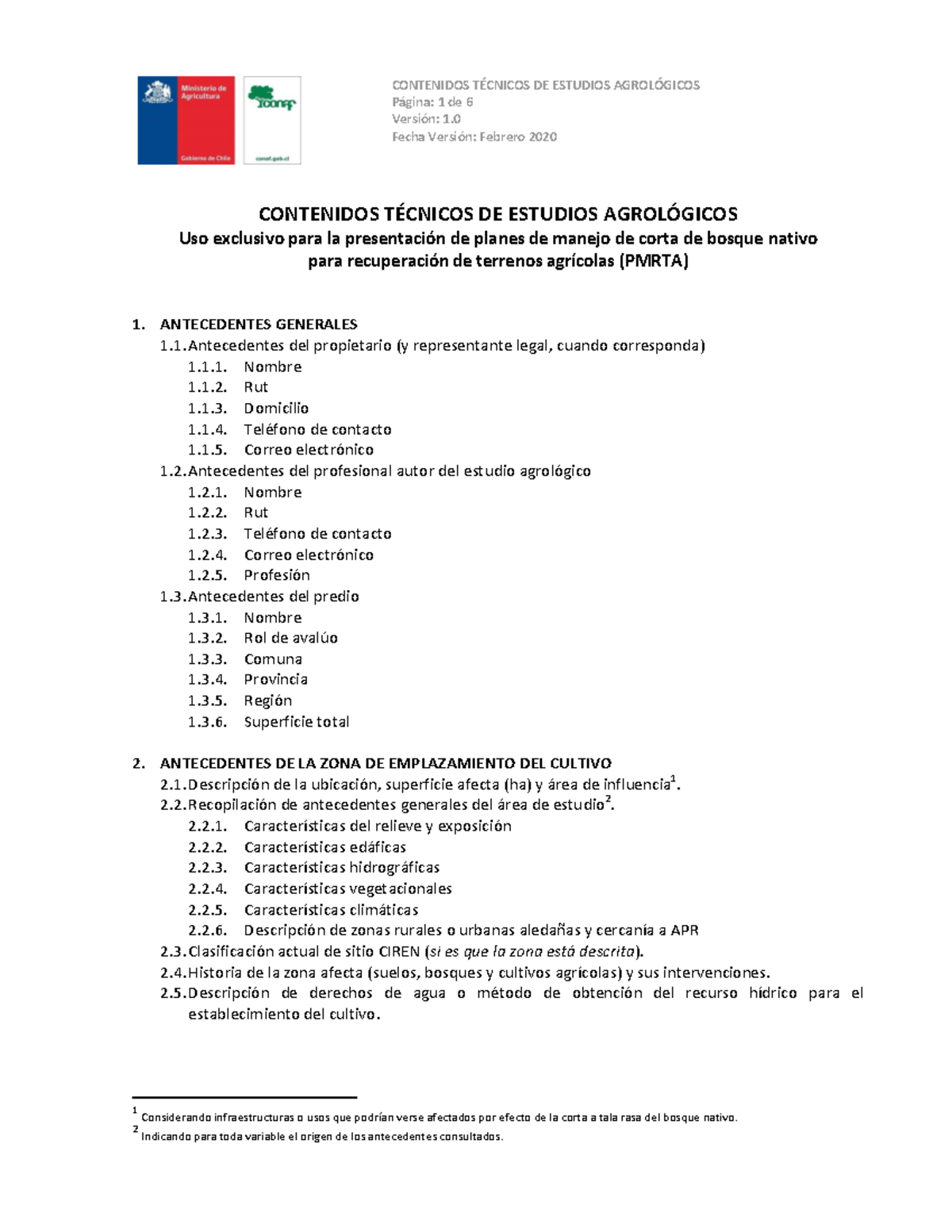 Bd1 Pauta-Estudio-Agrologico - Página: 1 de 6 Versión: 1. Fecha Versión ...