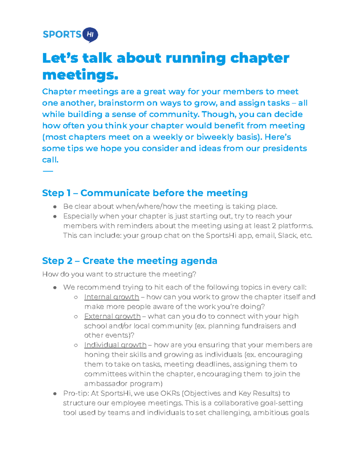 Running Meetings - Let’s talk about running chapter meetings. Chapter ...