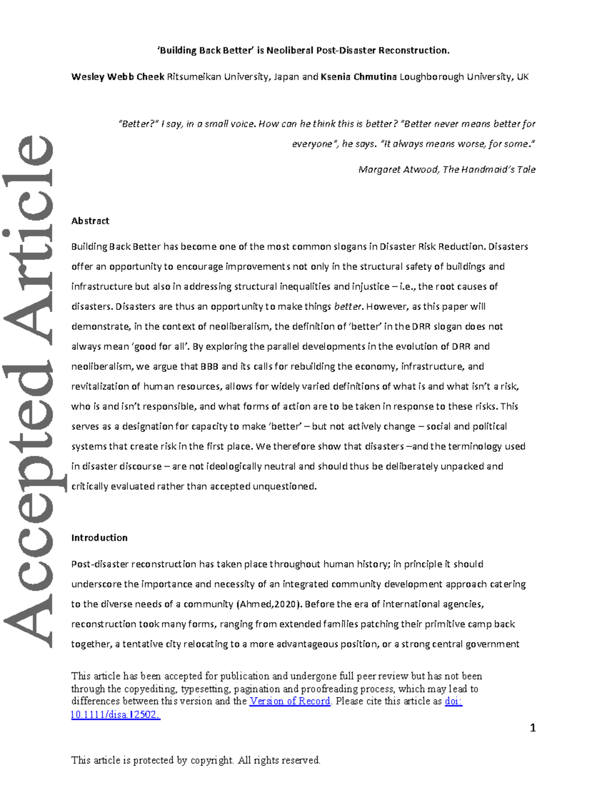 Bbb new - zxcvb - 1 ‘Building Back Better’ is Neoliberal Post-Disaster ...