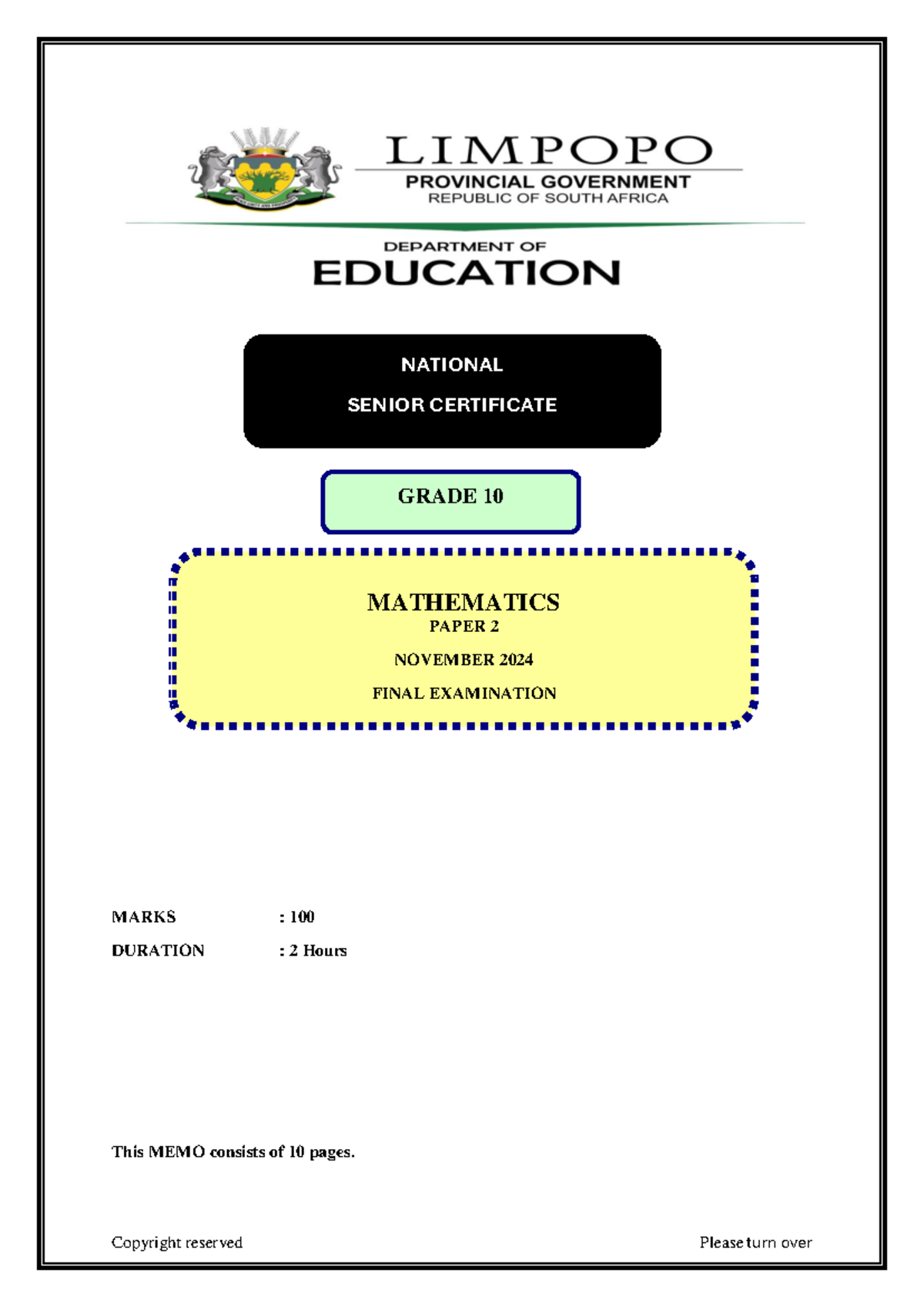 MATH P2 GRD 10 ENG MG - Practice materials for mathematics grade 10 ...