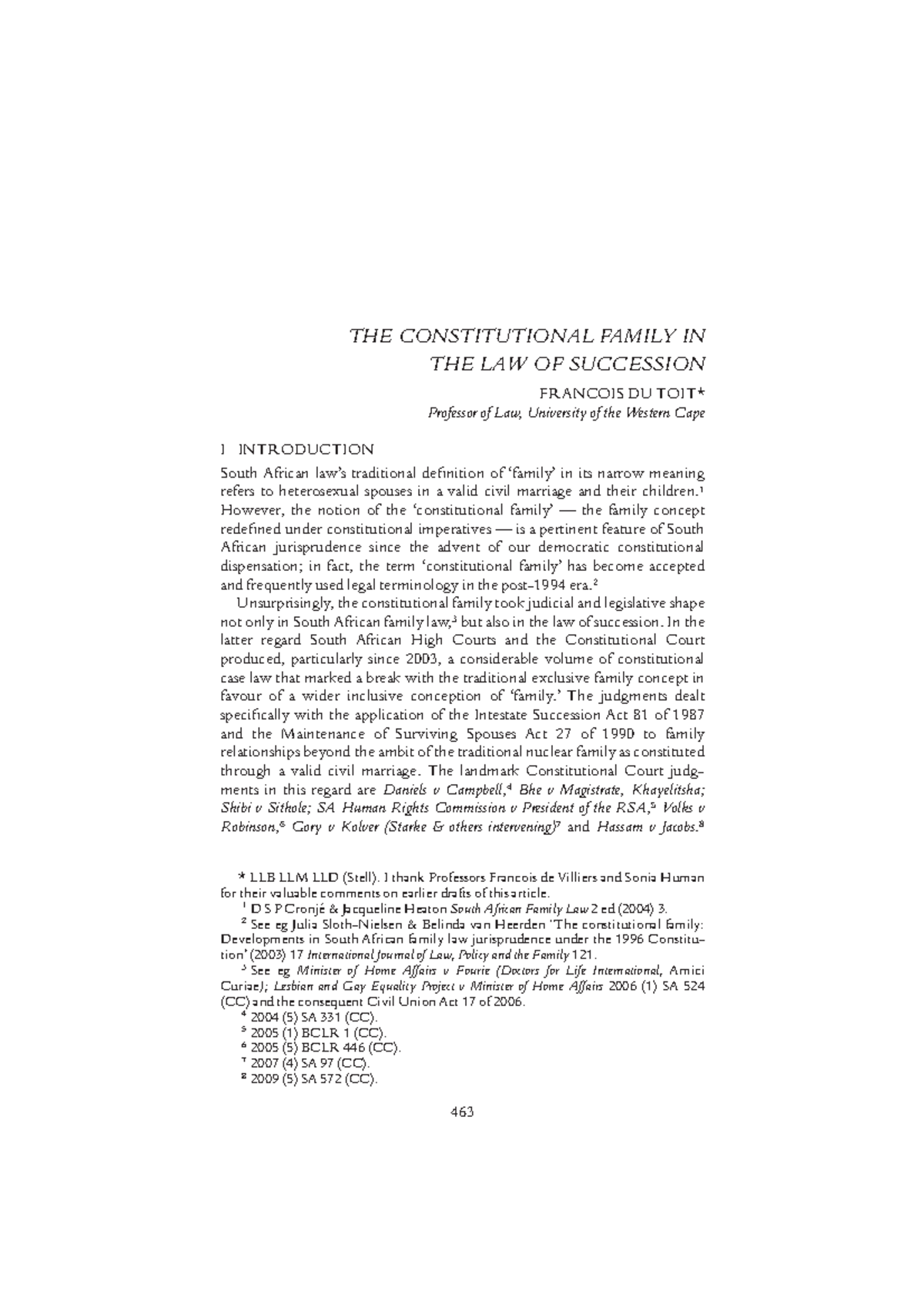 Du Toit Constitutional Family 2009 - THE CONSTITUTIONAL FAMILY IN THE ...