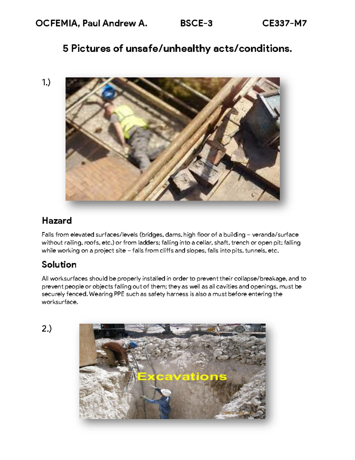 Ocfemia Assignment 2 5 Pictures Of Unsafe unhealthy Acts conditions